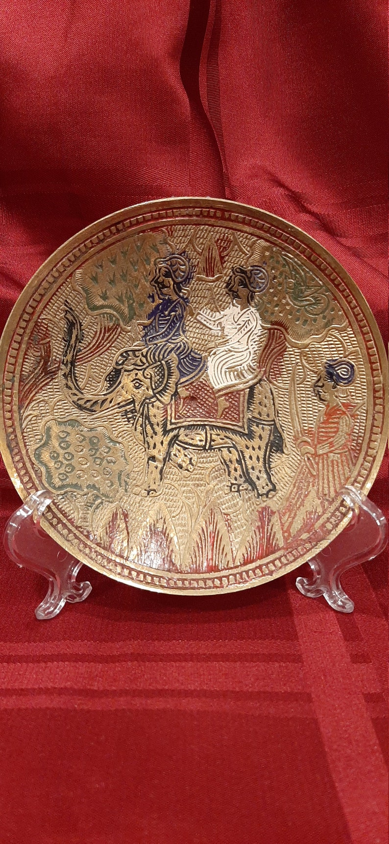 Vintage Set of 3 Indian Handcrafted Engraved and Colored Enameled ...