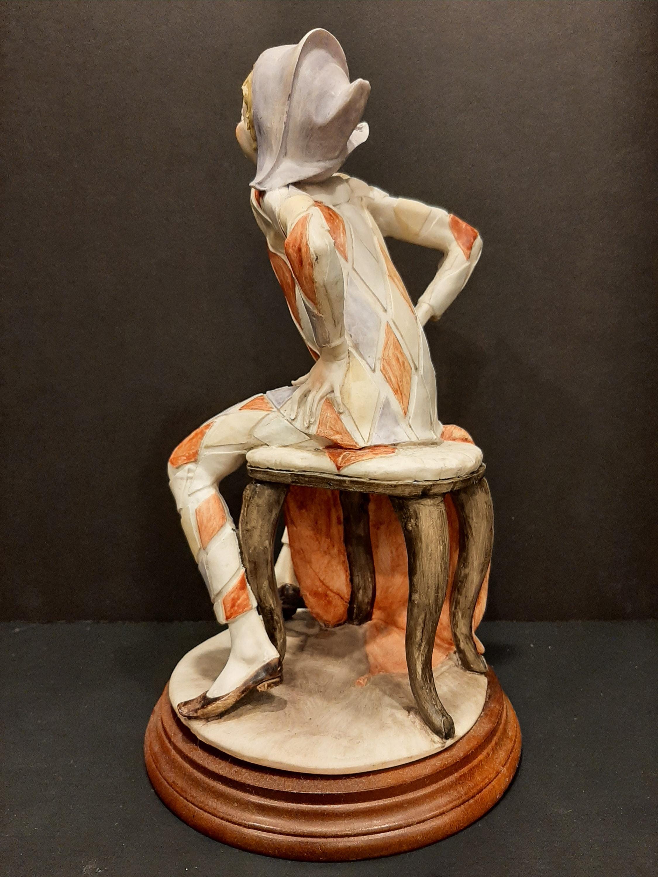 Vintage Giuseppe Armani Style Smiling Jester on Chair Polystone ...