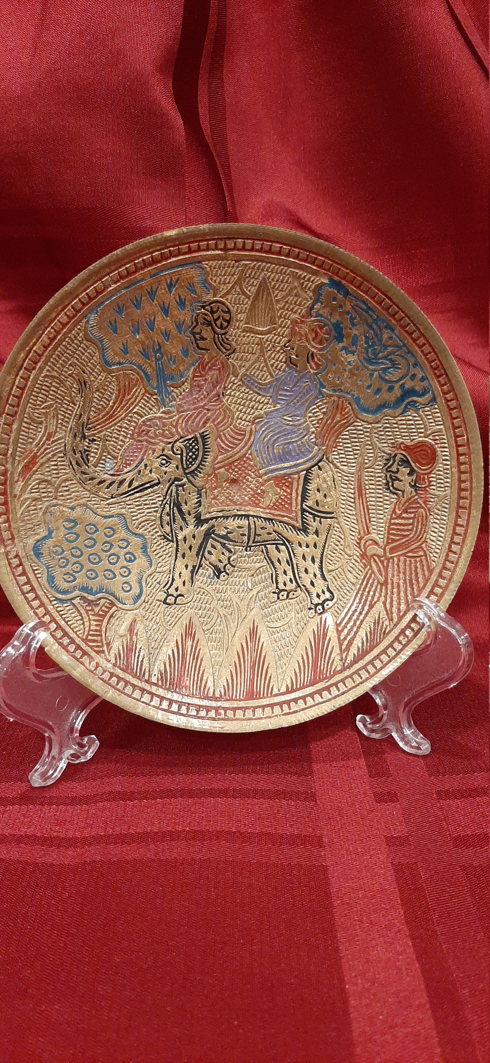 Vintage Set of 3 Indian Handcrafted Engraved and Colored Enameled ...