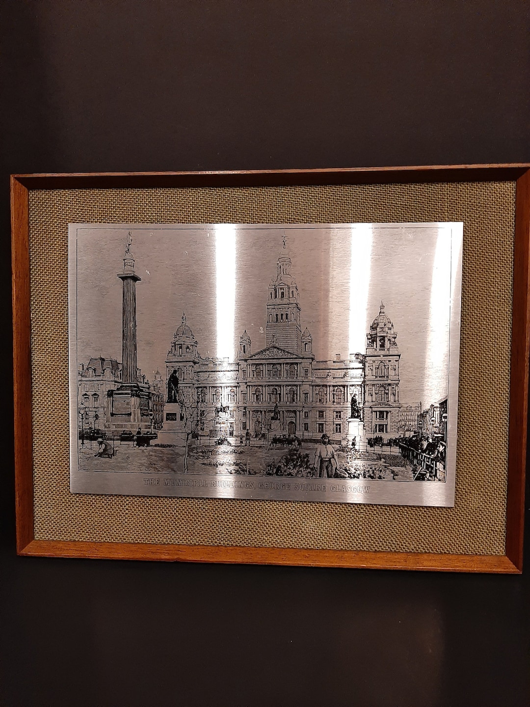 Vintage Metalcraft Stainless Steel Etching Framed Picture the Municipal ...