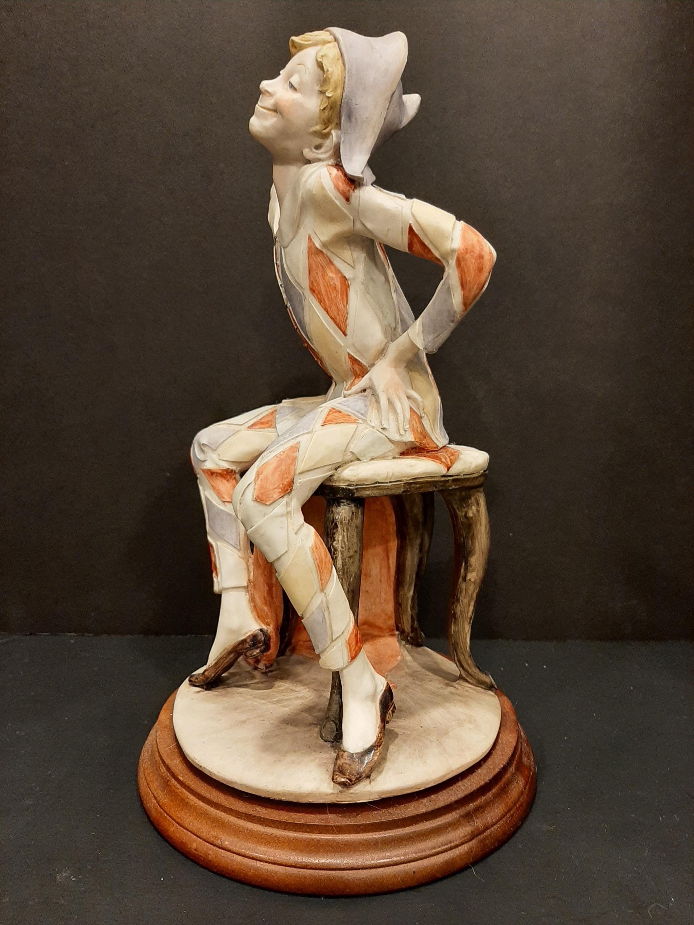 Vintage Giuseppe Armani Style Smiling Jester on Chair Polystone ...