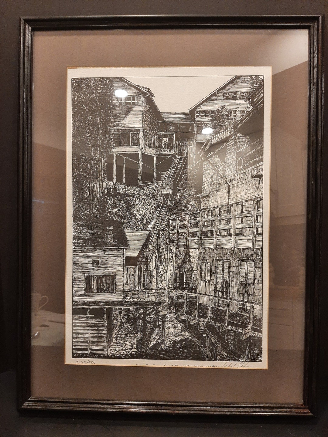 American Artist M. SKAFER Vintage Print From Original Ink Drawing Creek ...