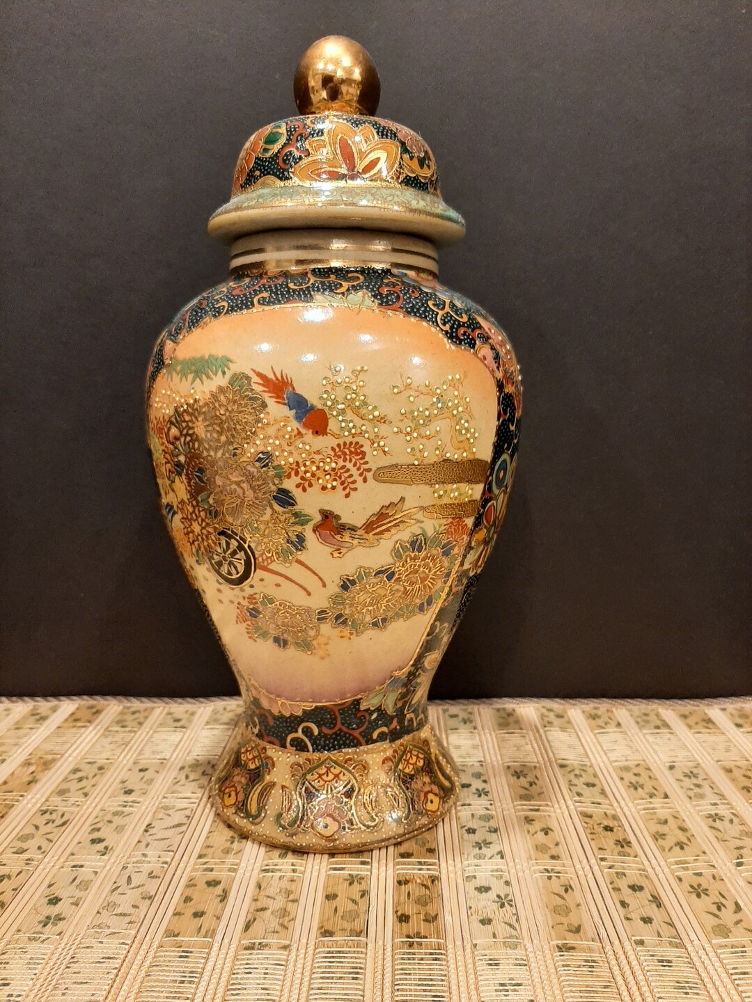 Vintage Japanese SASUMA Pottery Ginger Jar/vase With Lid Hand Painted ...