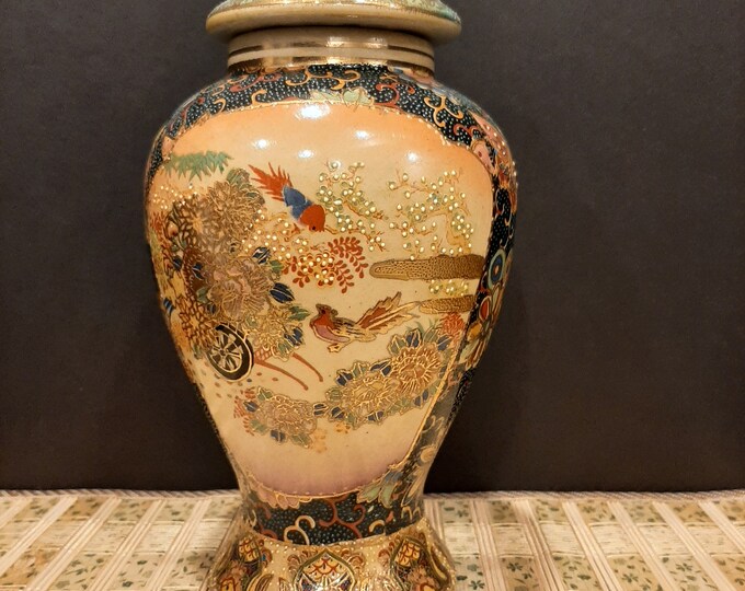 Vintage Japanese SASUMA Pottery Ginger Jar/vase With Lid Hand Painted ...
