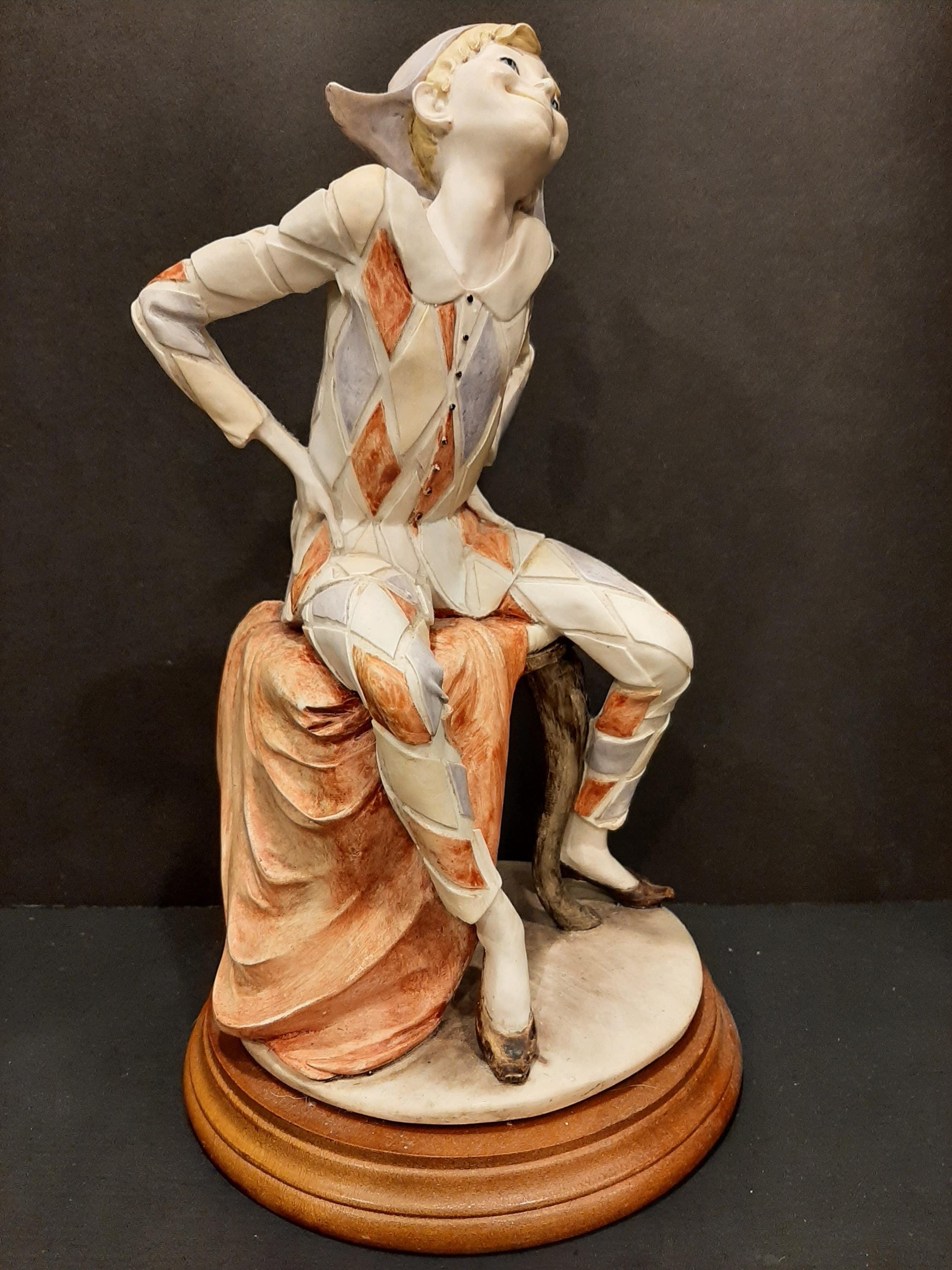 Vintage Giuseppe Armani Style Smiling Jester on Chair Polystone ...