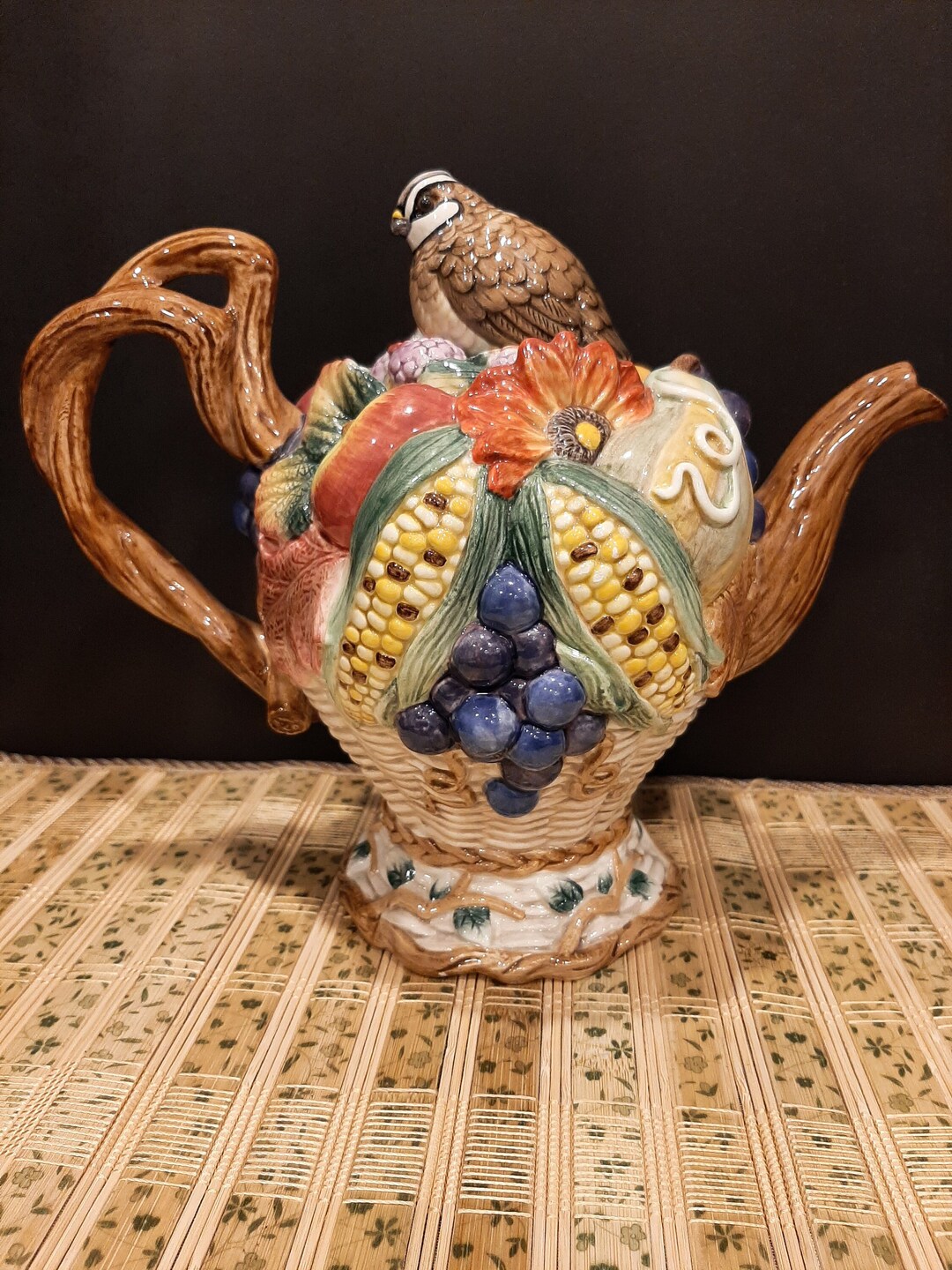 Vintage FITZ & FLOYD CLASSICS Bona China Bounty Tea Pot With Quail ...
