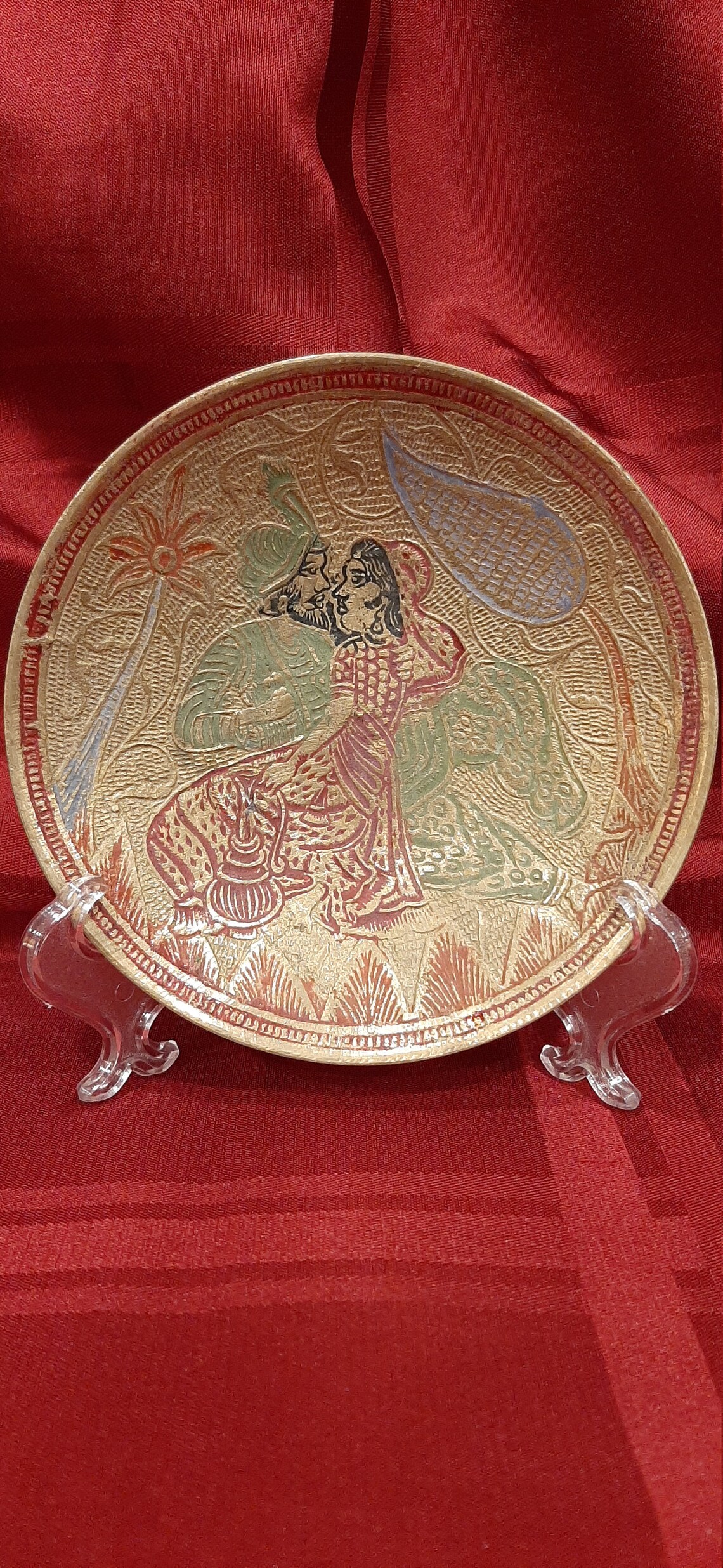 Vintage Set of 3 Indian Handcrafted Engraved and Colored Enameled ...