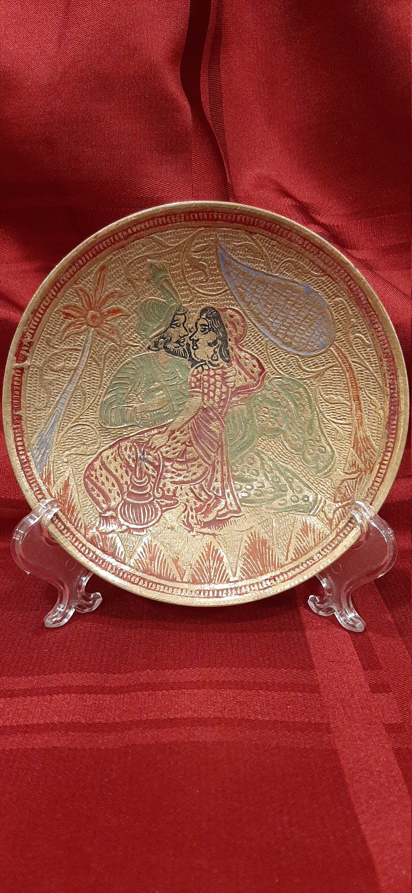 Vintage Set of 3 Indian Handcrafted Engraved and Colored Enameled ...