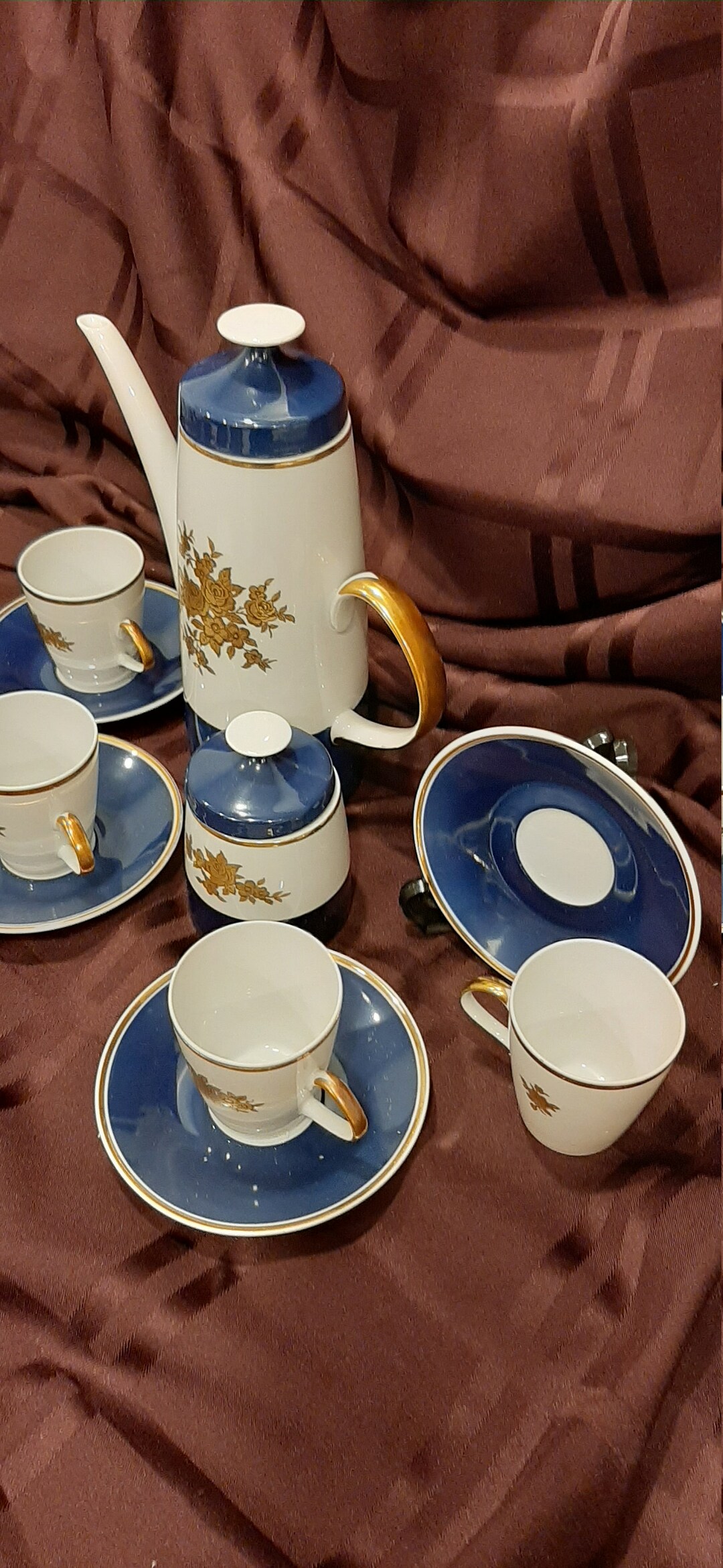 Vintage Cobalt Fine China Coffee Set. Manufactured by lichte Porcelain Est Germany. Circa 1970's ...