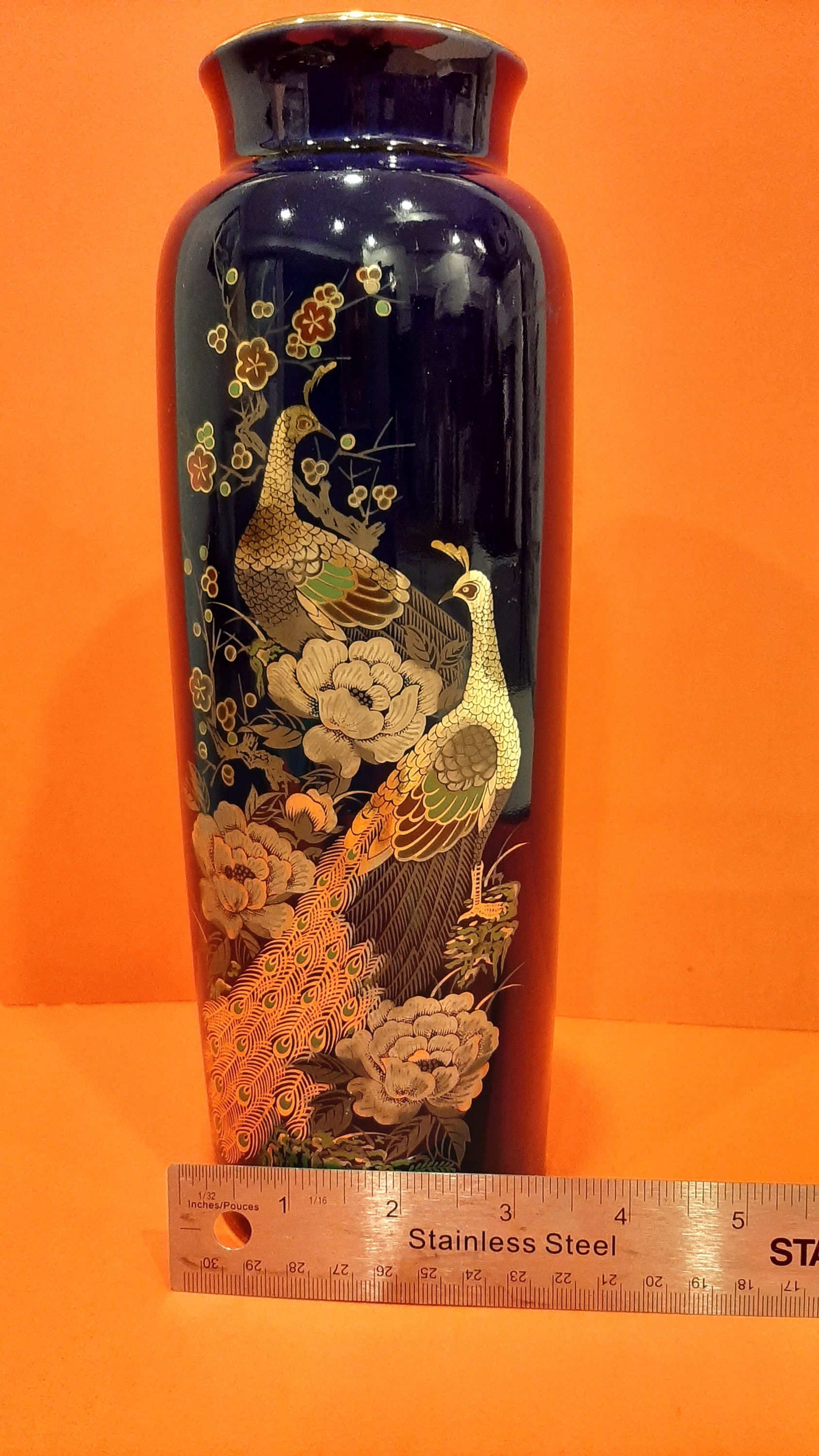 Vintage Japanese Cobalt Blue Porcelain Vase 24k Gold Pattern - Etsy