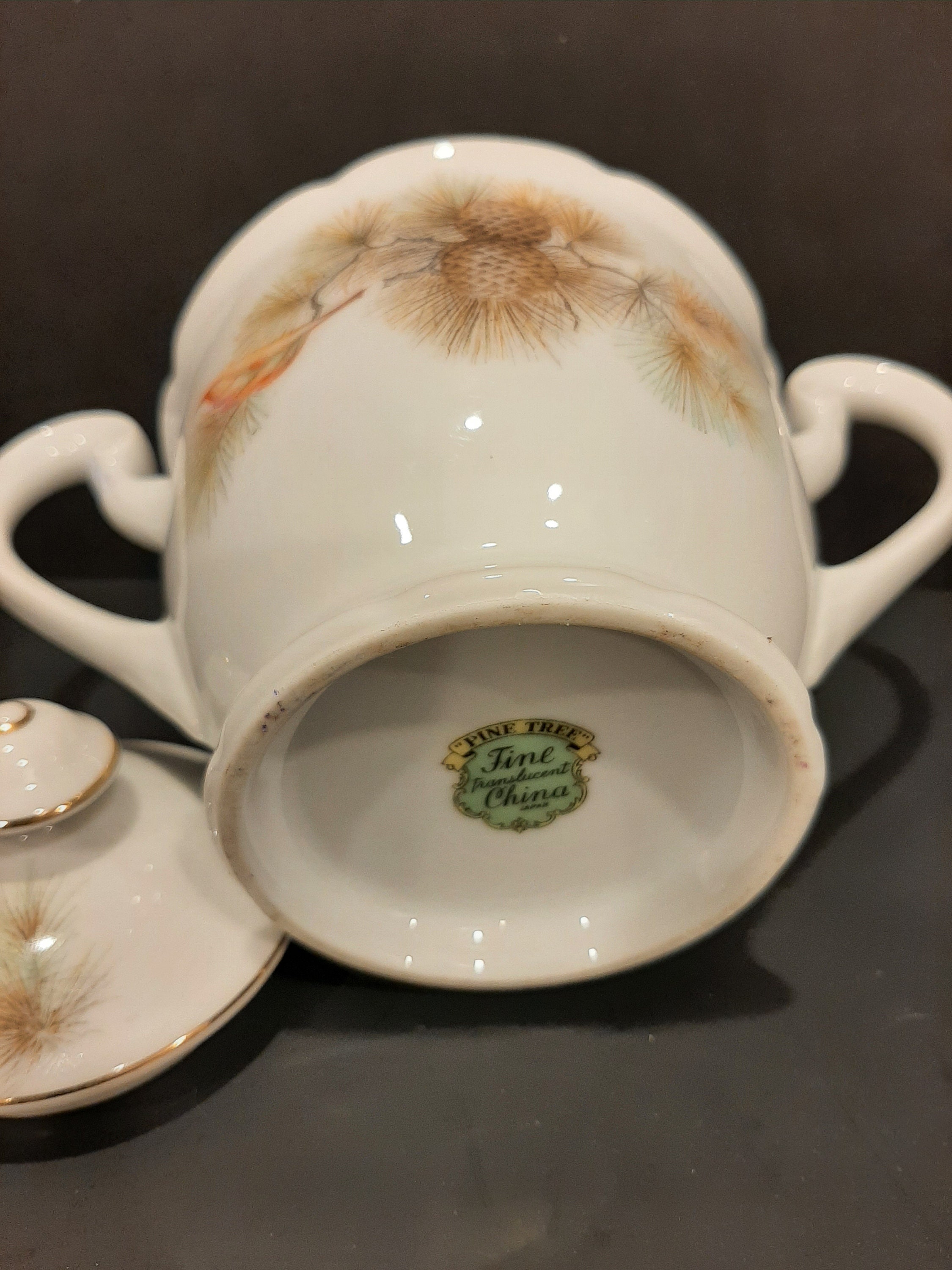 Vintage Japanese PINE TREE Fine Translucent CHINA Tea Set for - Etsy