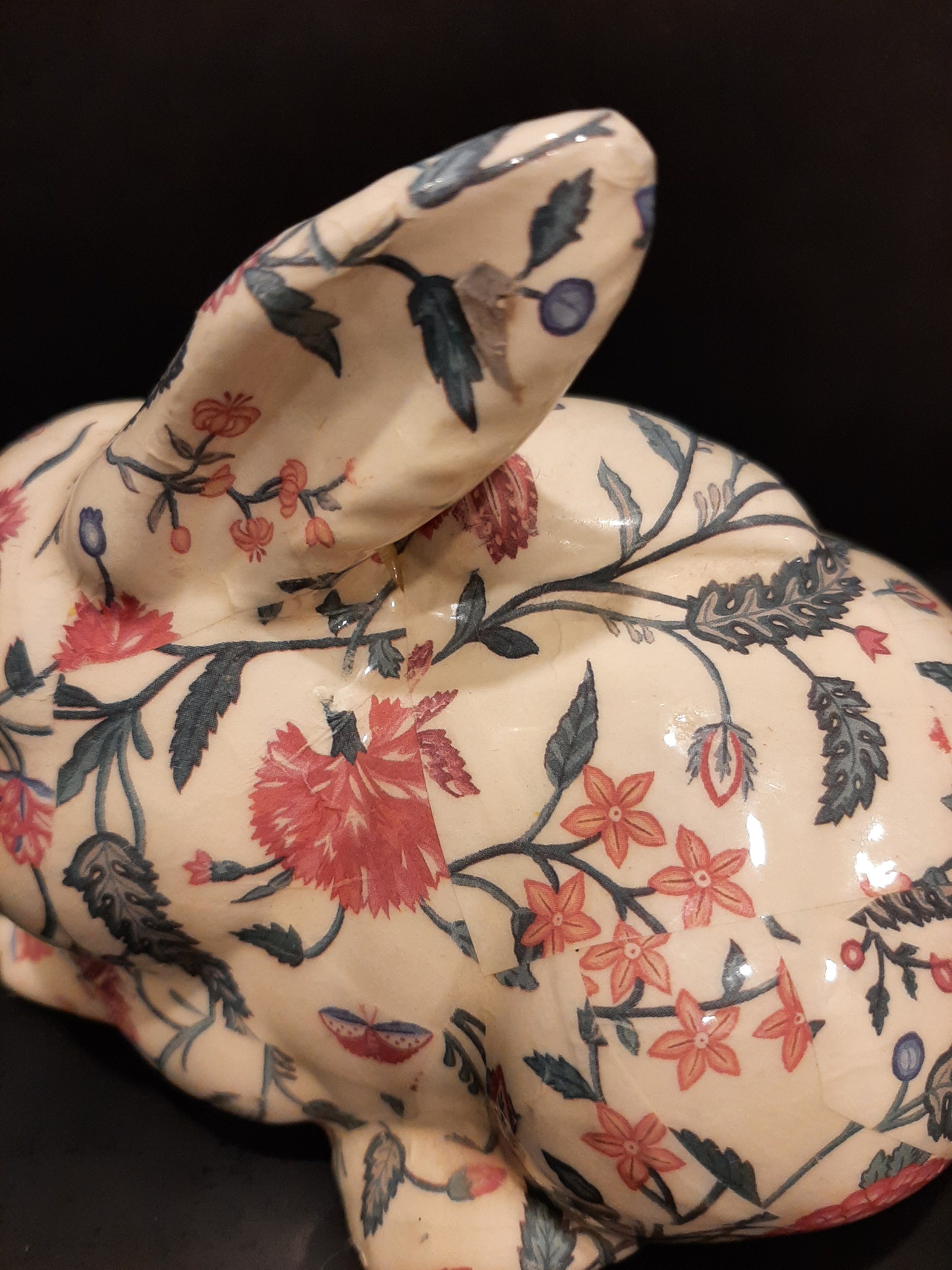 Vintage Porcelain Patchwork Floral Bunny Rabbit Figurine Designs by ...