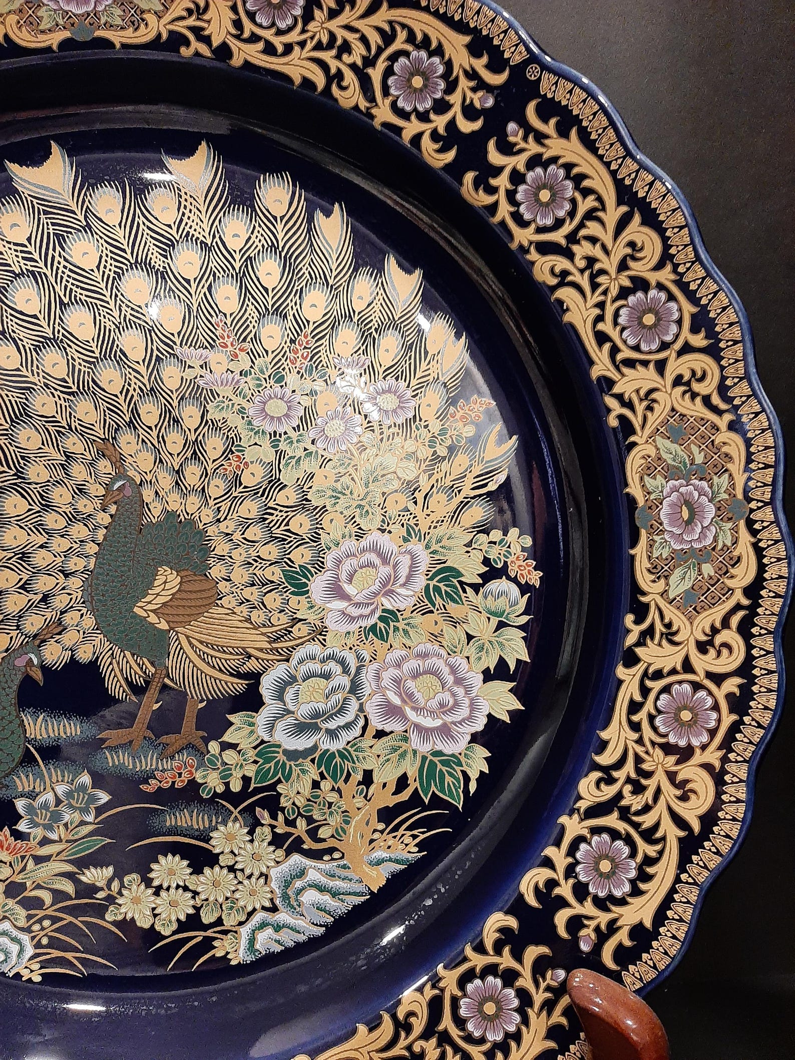 Vintage Exquisite Made in Japan Cobalt Blue Porcelain 17" Decorative ...