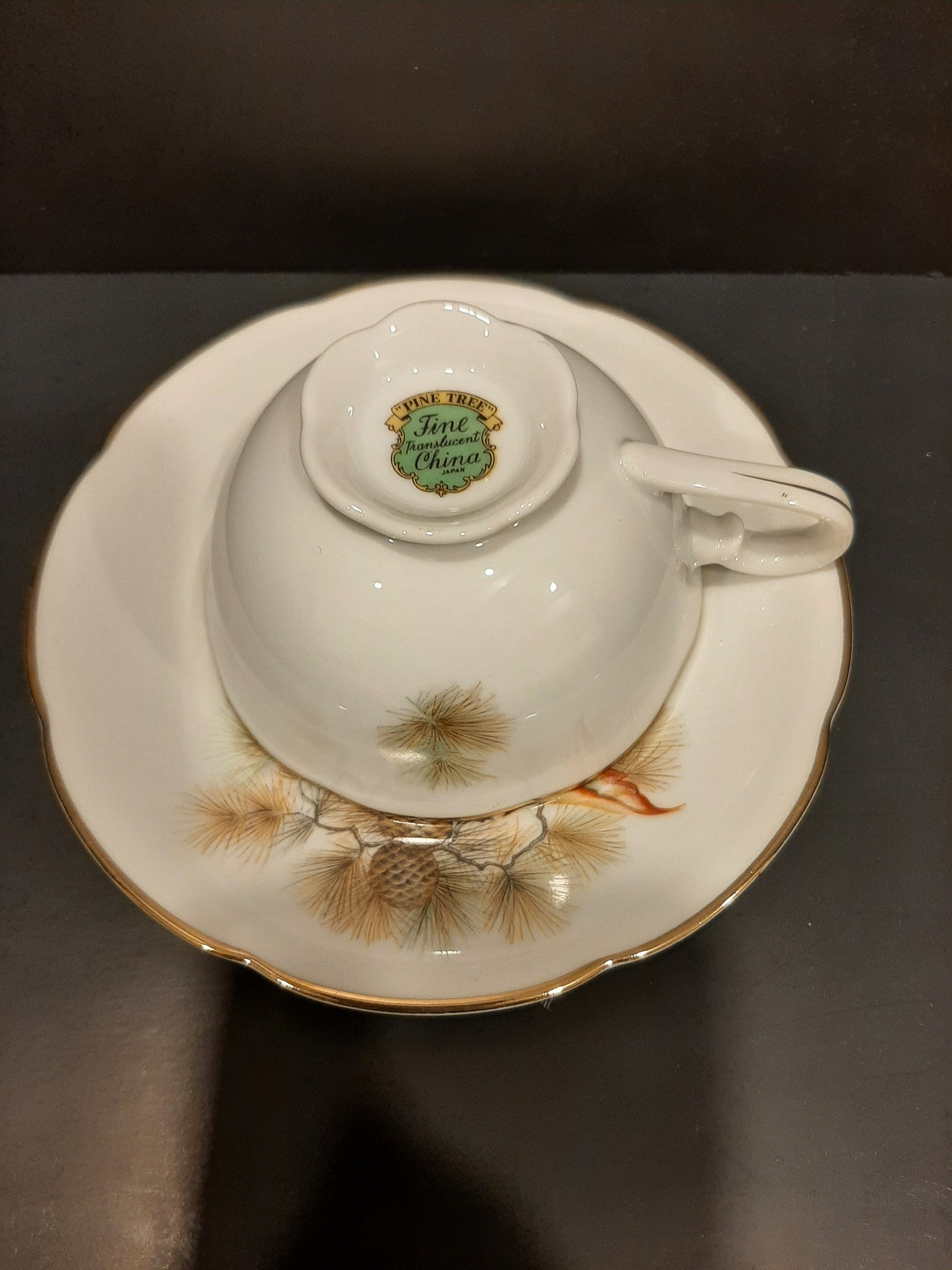 Vintage Japanese PINE TREE Fine Translucent CHINA Tea Set for - Etsy