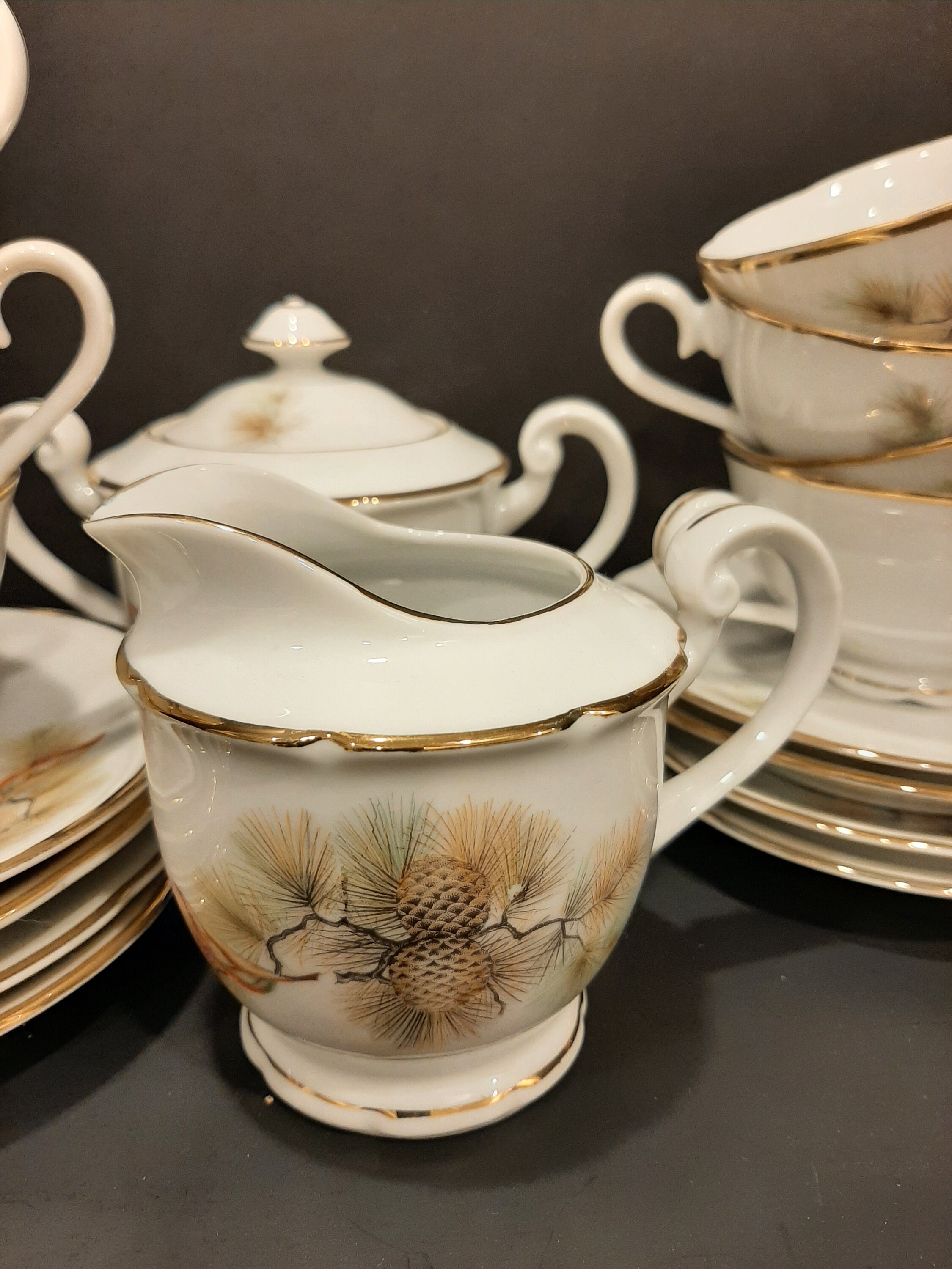 Vintage Japanese PINE TREE Fine Translucent CHINA Tea Set for - Etsy