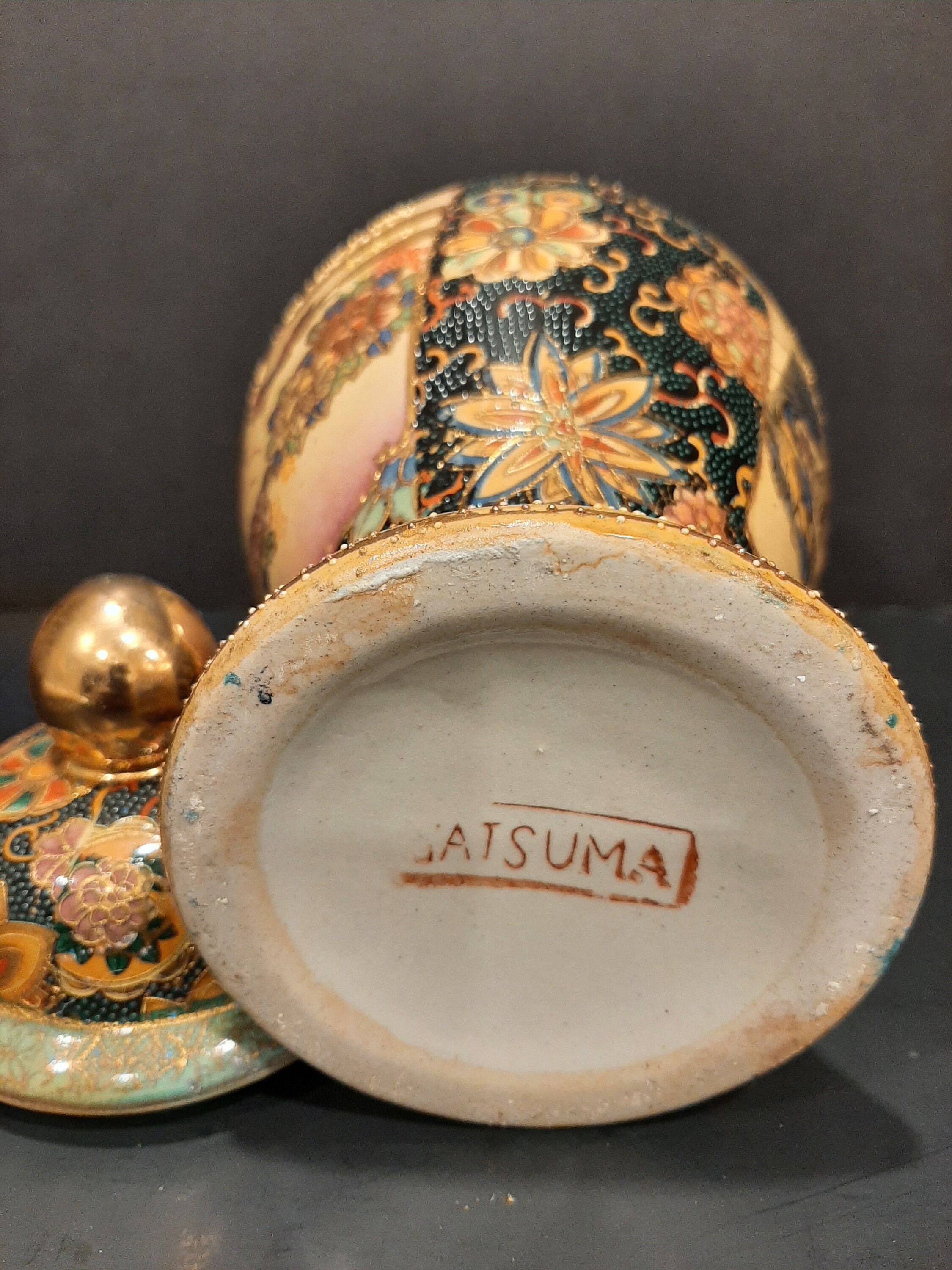 Vintage Japanese SASUMA Pottery Ginger Jar/vase With Lid Hand Painted ...