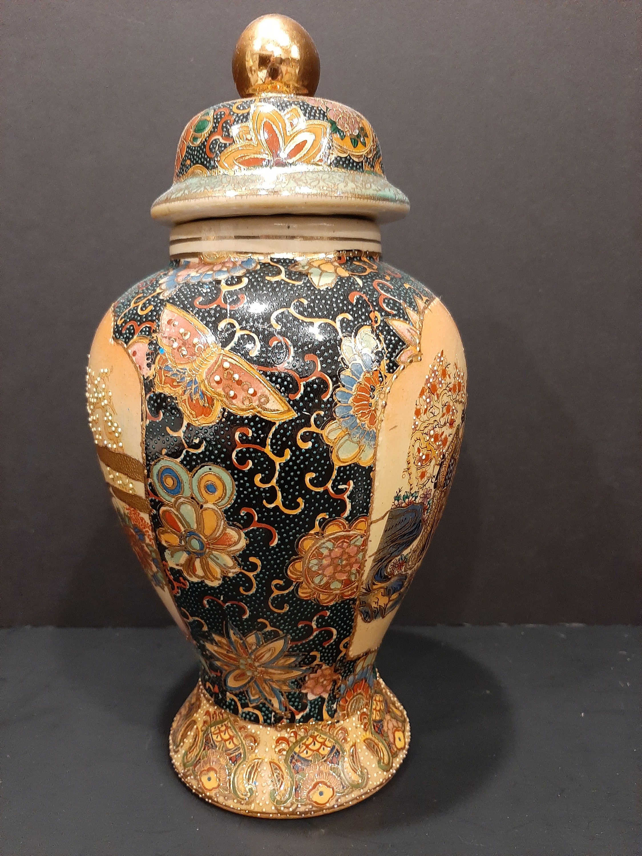 Vintage Japanese SASUMA Pottery Ginger Jar/vase With Lid Hand Painted ...
