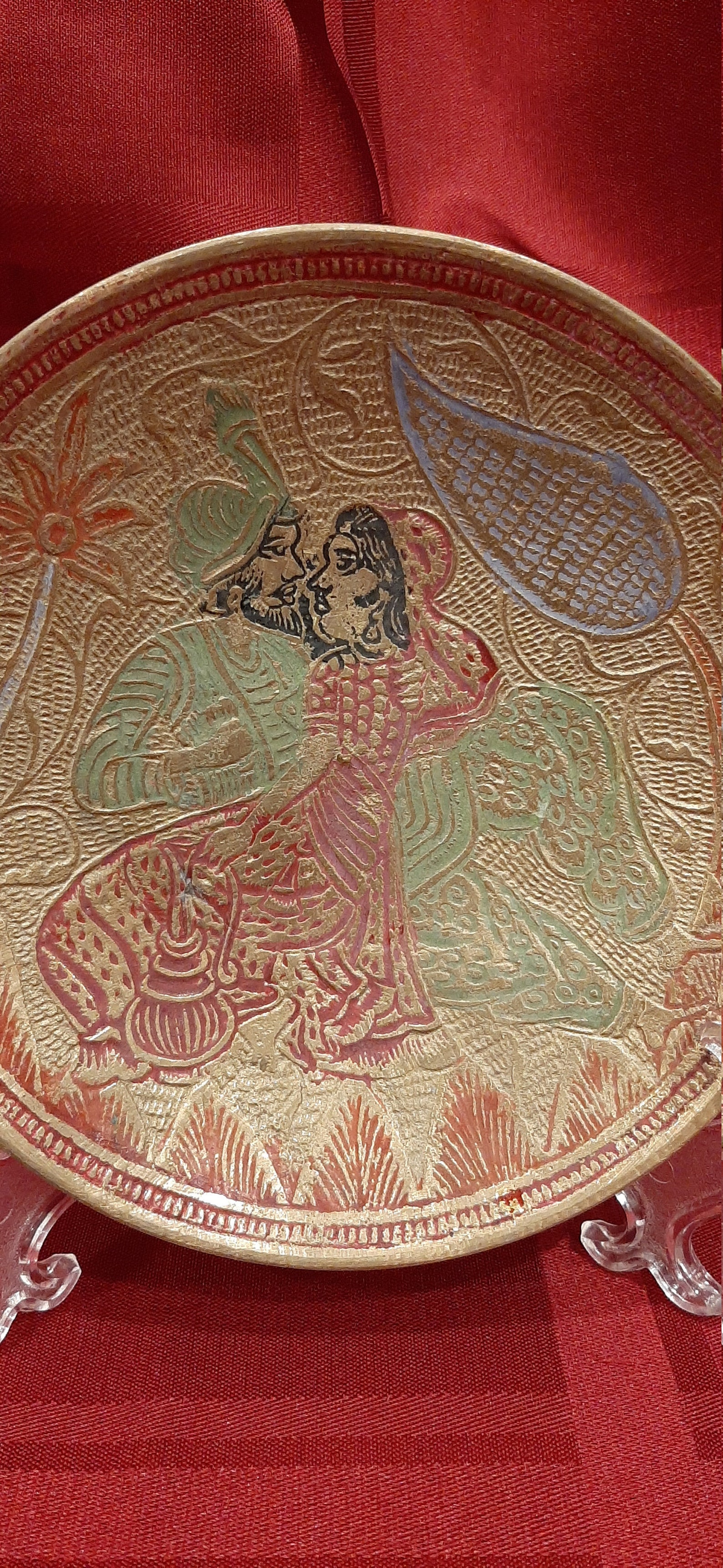 Vintage Set of 3 Indian Handcrafted Engraved and Colored Enameled ...