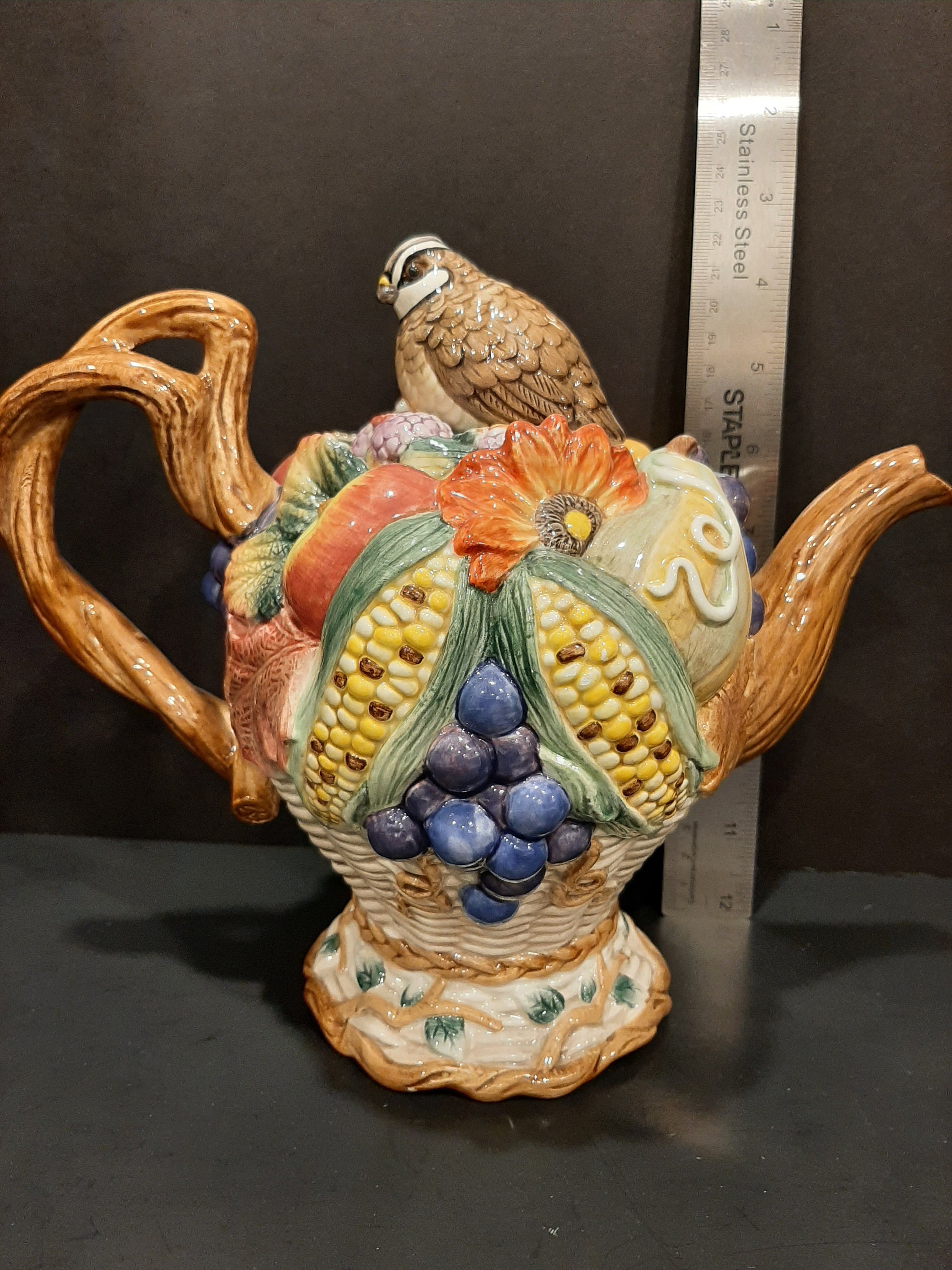 Vintage FITZ & FLOYD CLASSICS Bona China Bounty Tea Pot With Quail ...