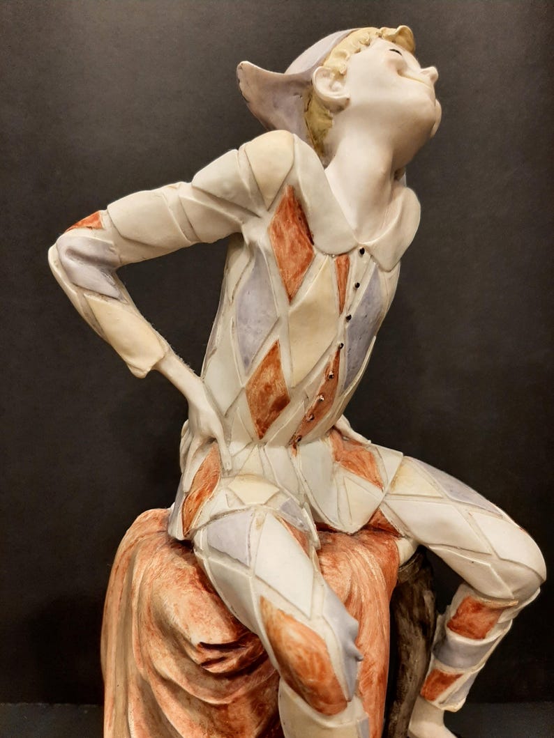 Vintage Giuseppe Armani Style Smiling Jester on Chair Polystone ...