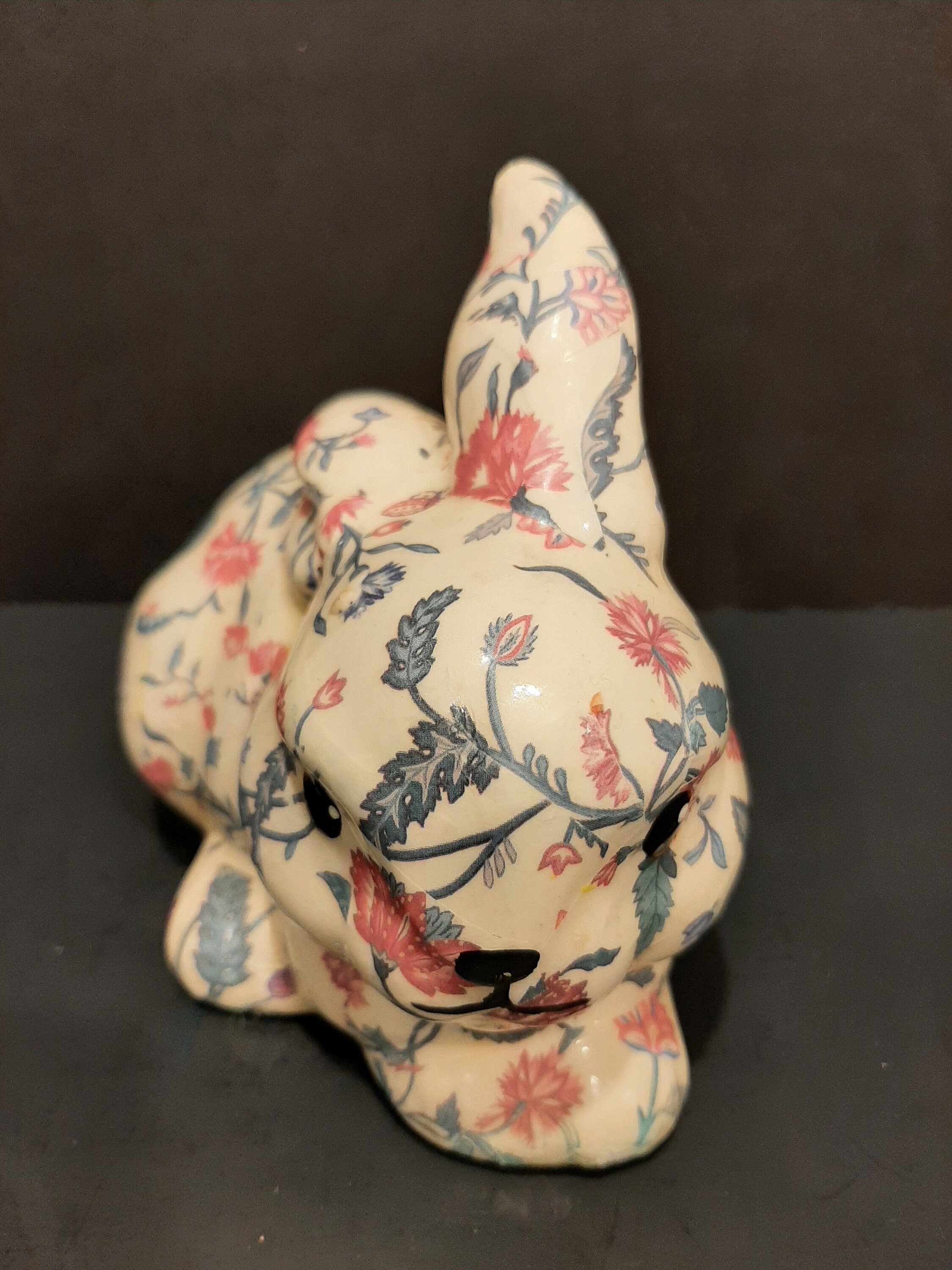 Vintage Porcelain Patchwork Floral Bunny Rabbit Figurine Designs by ...