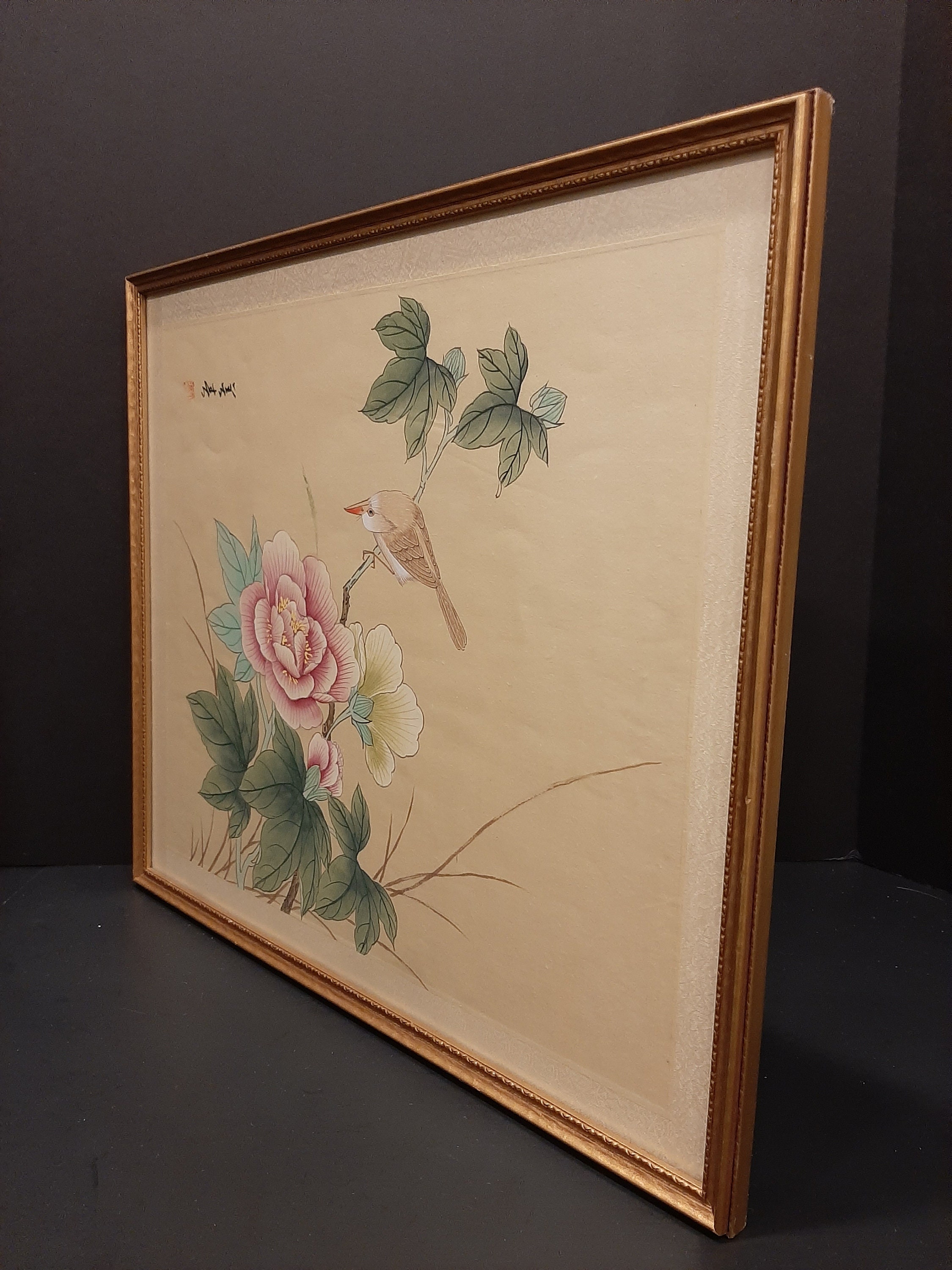 Vintage Traditional Chinese GONGBI Watercolor Painting on Silk Signed ...