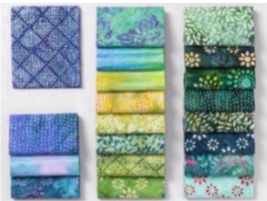 Beautiful Awaken Batik Blue & Green Jelly Rolls in 100 % Cotton Batik ...
