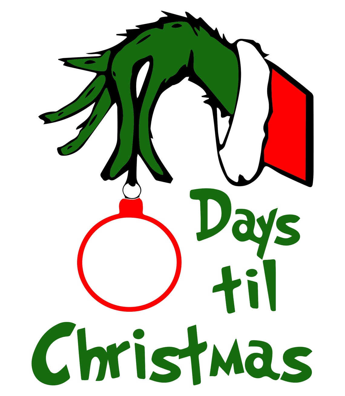 Grinch Hand Christmas Countdown Days til Christmas SVG Cutting | Etsy