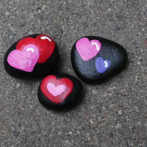 Painted Heart Rock - Etsy