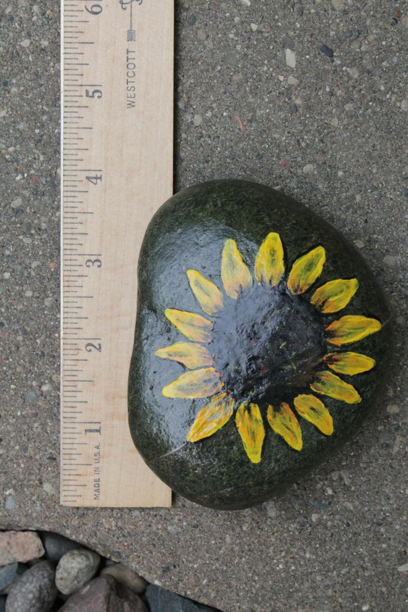 Hand Painted Sunflower Rock - Etsy