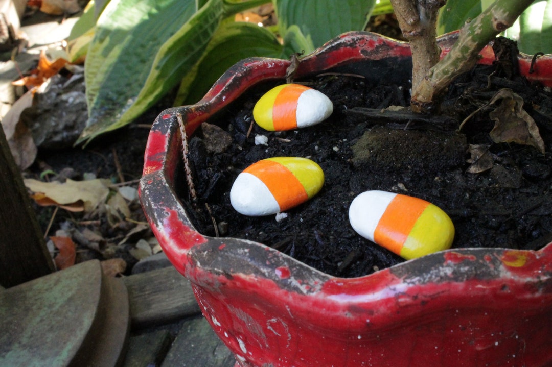 Small Hand Painted Candy Corn Rocks (set of Three) - Etsy