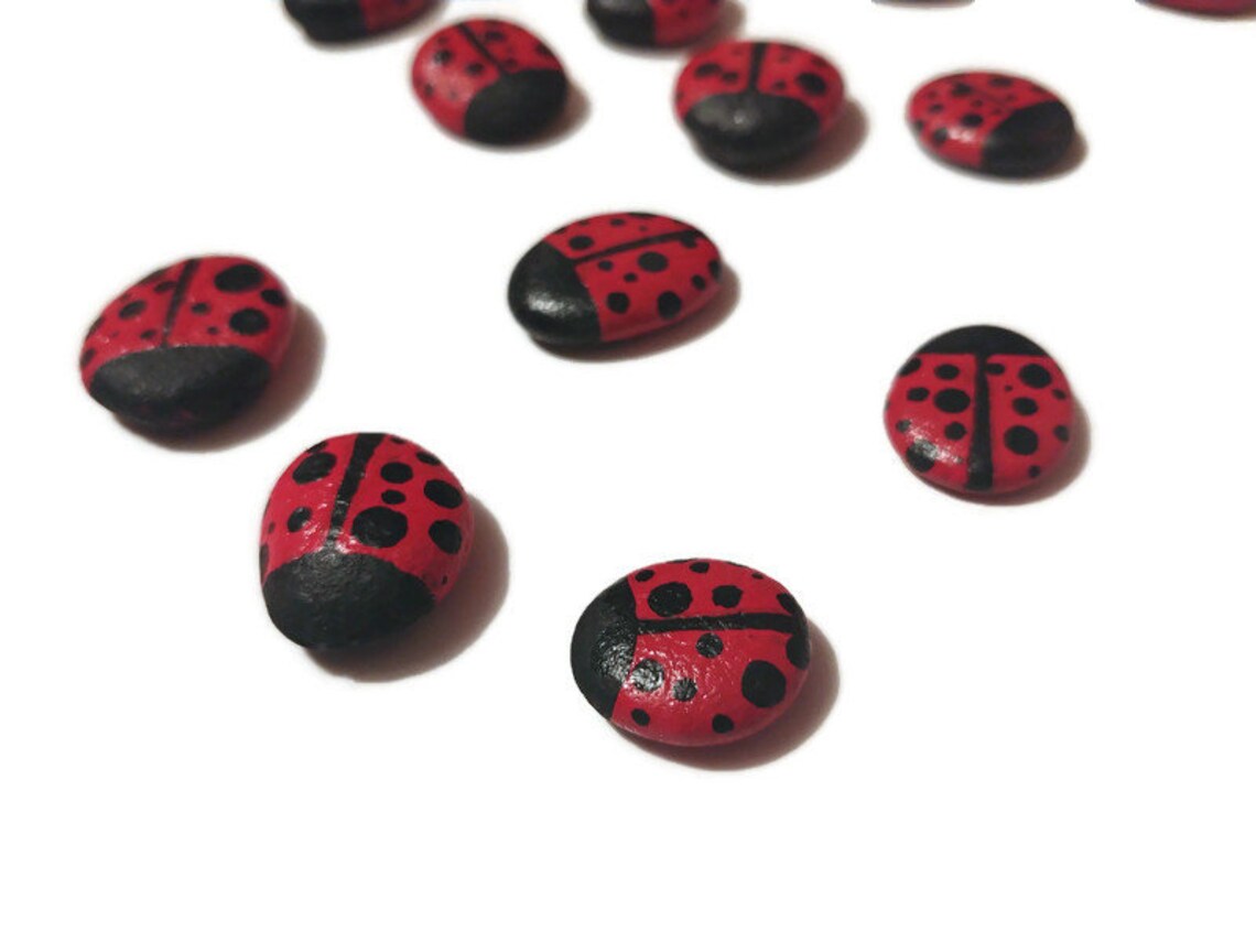 Small Hand Painted Ladybug Rocks Set of four | Etsy