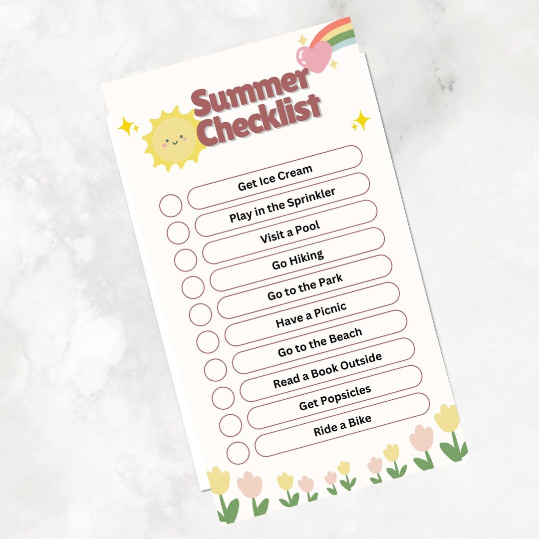 Summer Checklist Bucket List Activities Activity List - Etsy