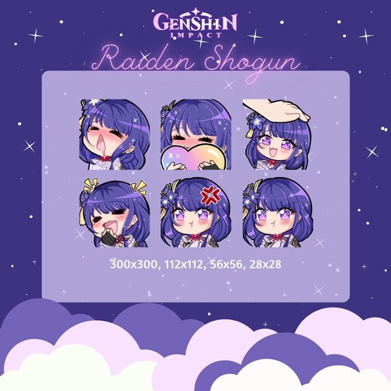 Genshin Impact Raiden Shogun Twitch Emotes - Etsy