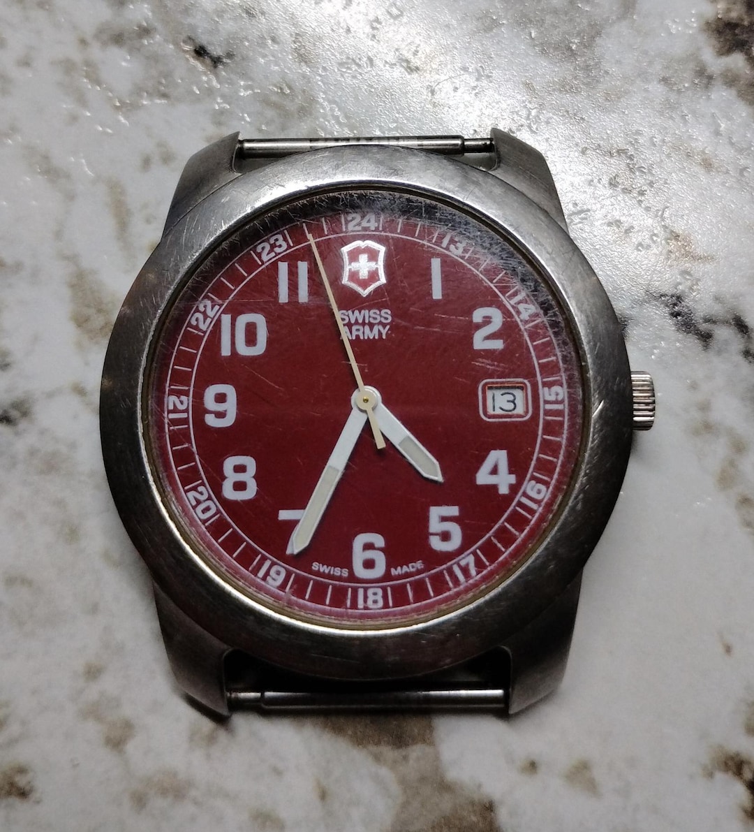 Victorinox Swiss Army Field Watch With Red Dial and Stainless Steel ...