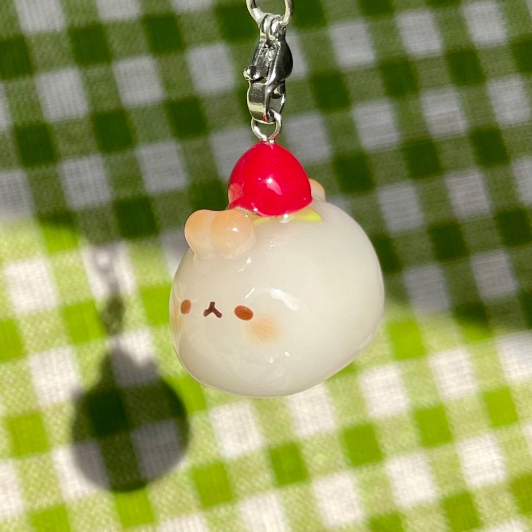Handmade Chubby Strawberry Mochi Bunny Polymer Clay Keychain Cute, Tiny ...