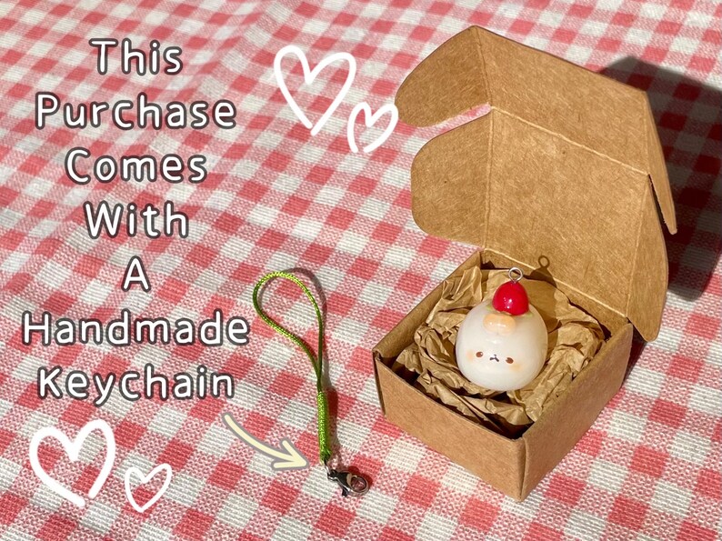 Handmade Chubby Strawberry Mochi Bunny Polymer Clay Keychain Cute, Tiny ...