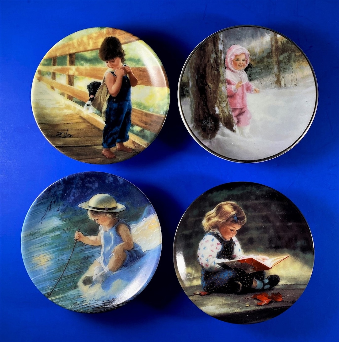 Set of 4 Miniature Plates by Artist Donald Zolan - Etsy