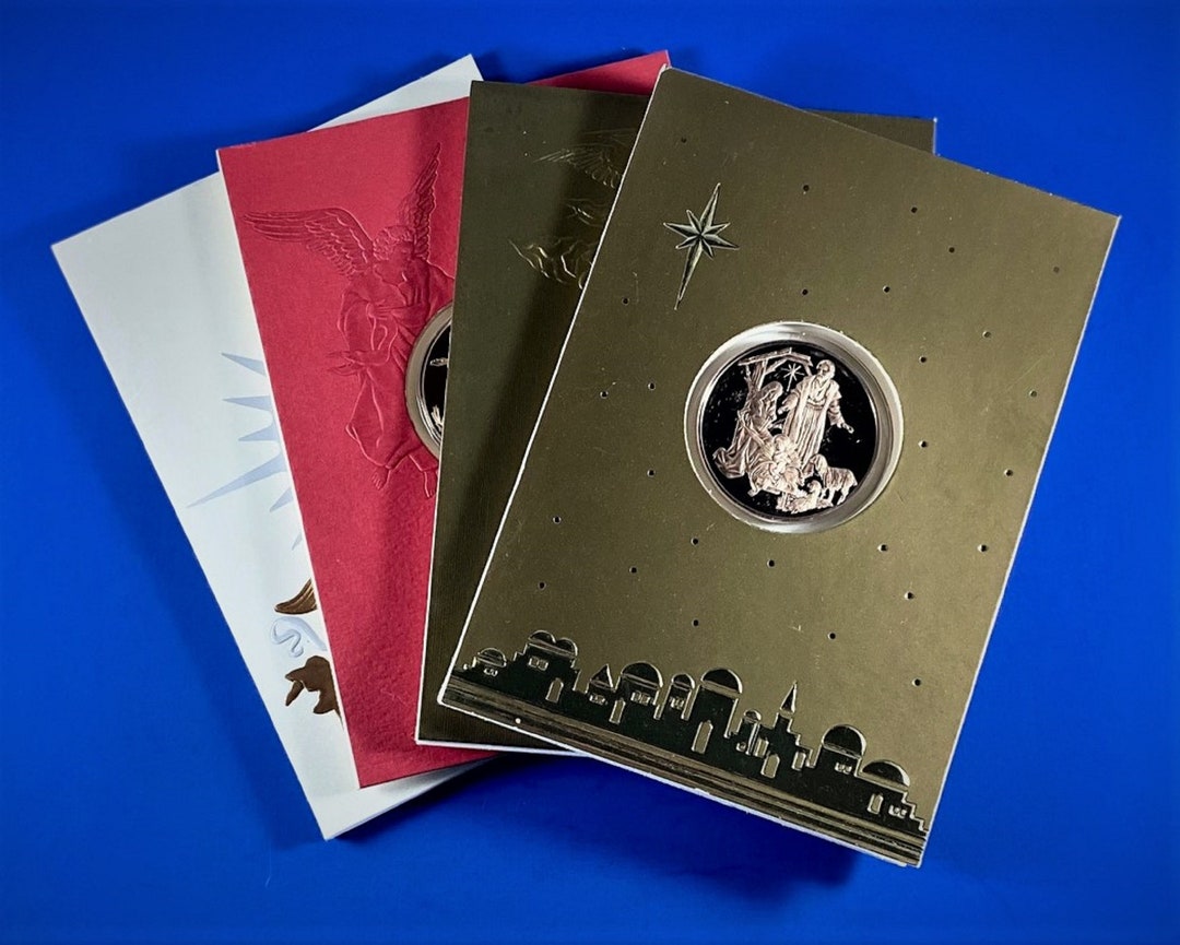 Four Franklin Mint Medallion Christmas Cards - Etsy