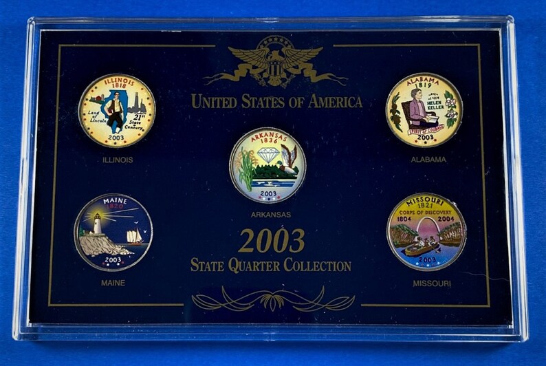 United States Commemorative Gallery 2003 Colorized State Quarters Set ...