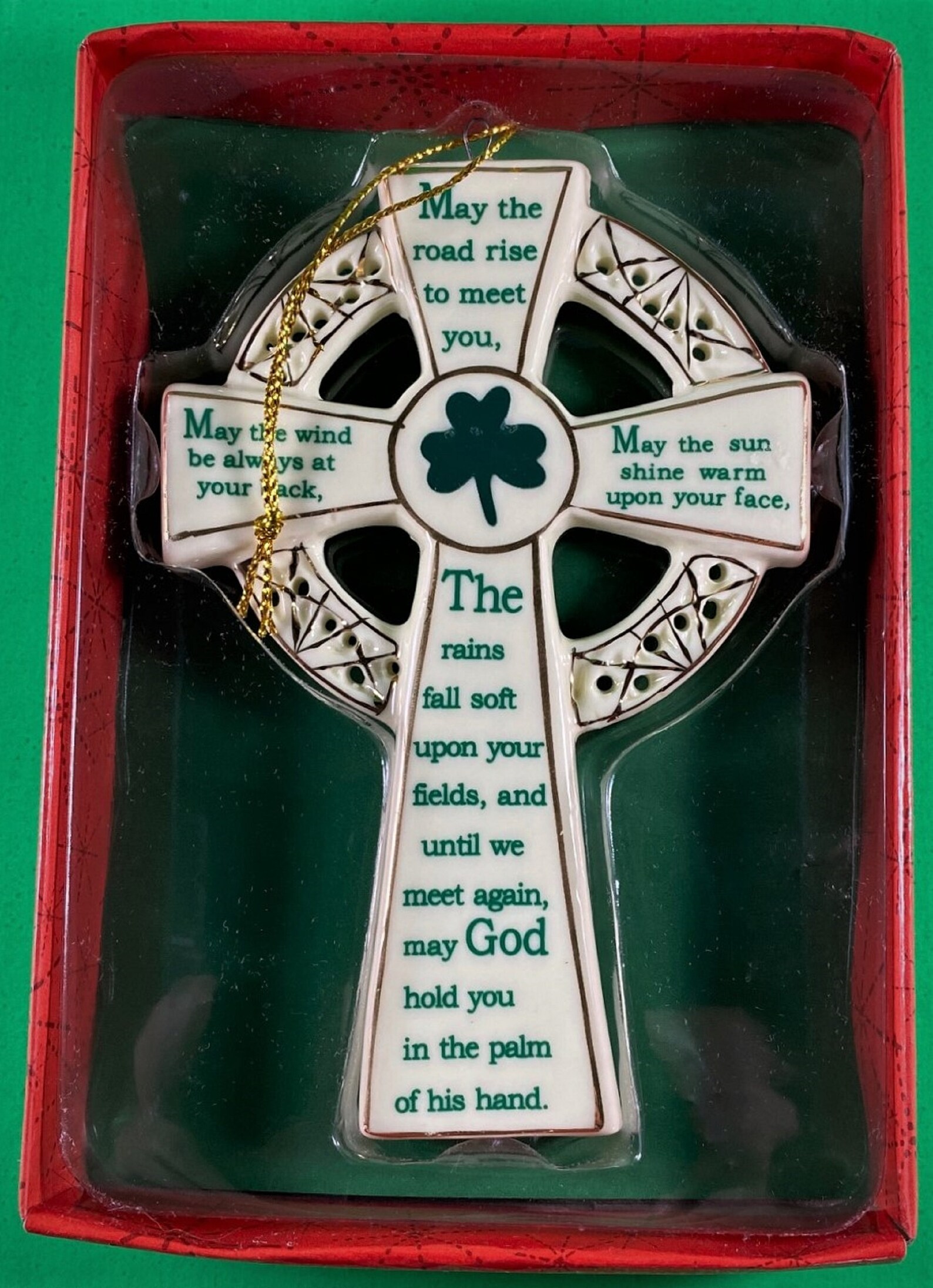 Shamrock Irish Blessing Porcelain Celtic Cross | Etsy