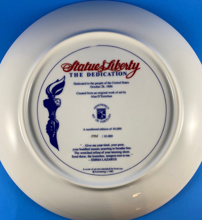 Statue of Liberty Dedication 100th Anniversary Collector Plate. Vintage ...