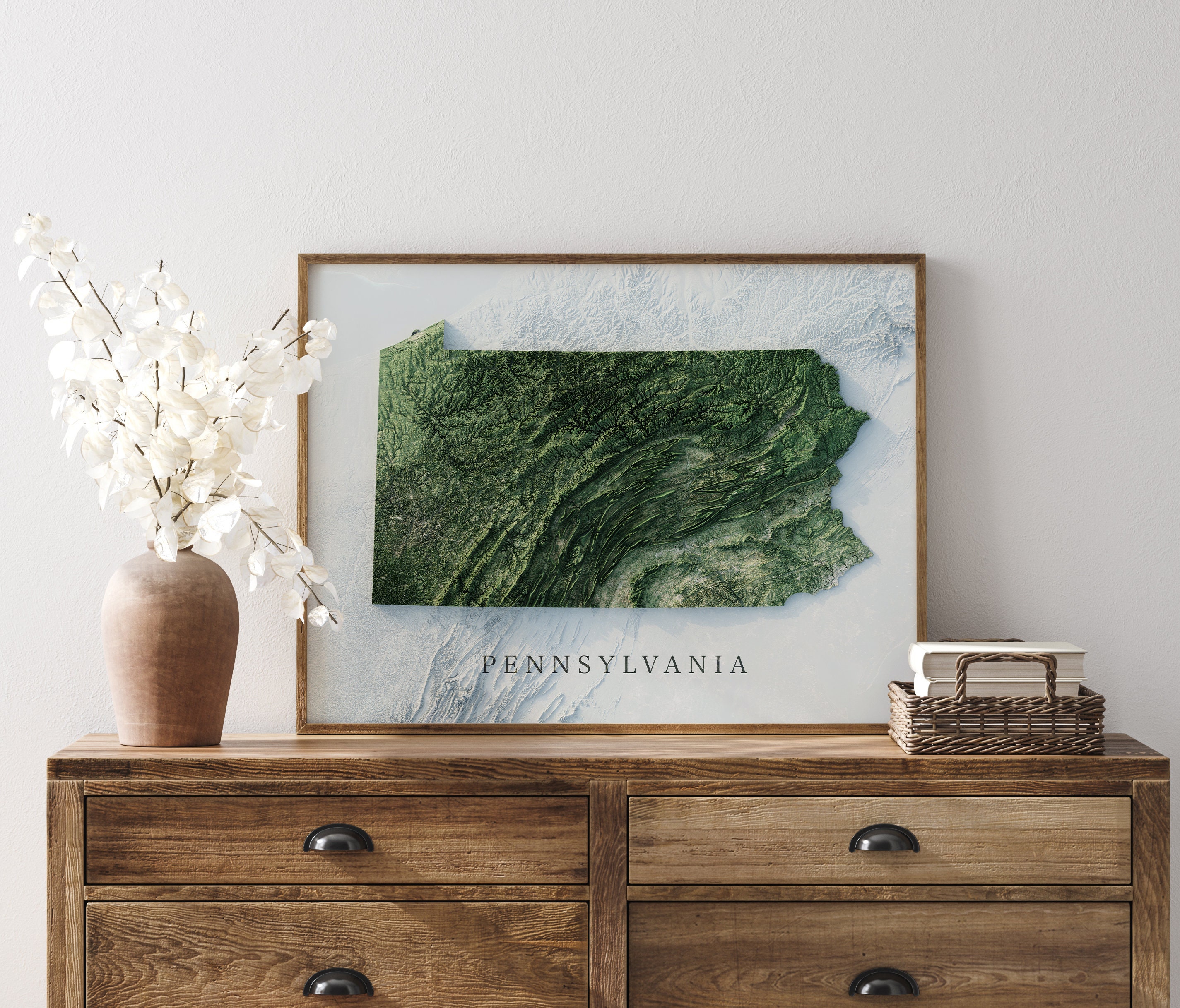 Pennsylvania Map Art Print, Topographic Map of Pennsylvania Art ...