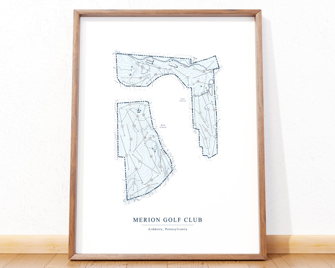 Merion Golf Club Poster, Golf Course Map, Ardmore Golf Course, Merion ...