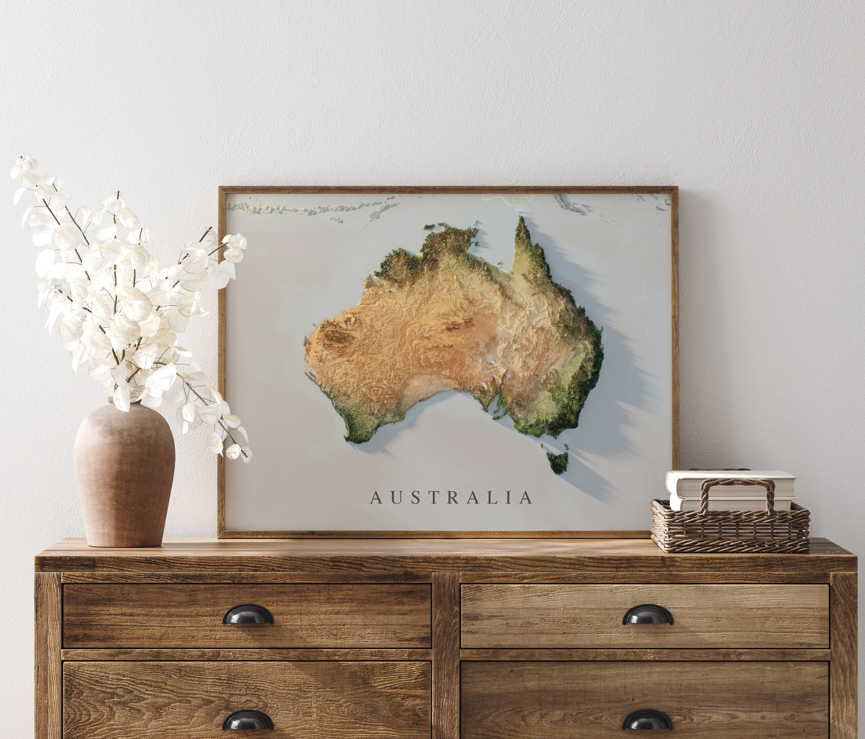 Australia Art Print Shaded Relief Map of Australia Poster - Etsy