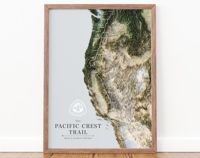 Pacific Crest Trail Map-pacific Crest Trail Hiking Map Print-pacific ...