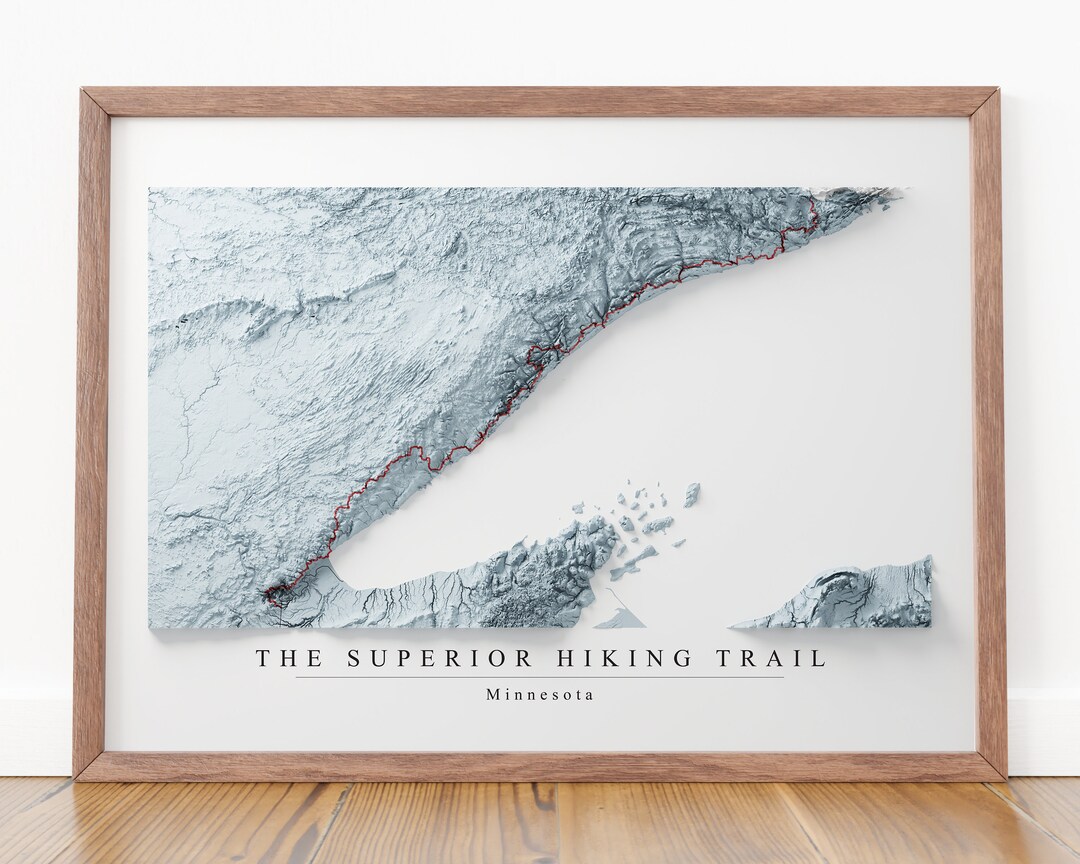 Superior Hiking Trail Map Art, Topographic Map Art, Minnesota Trail ...