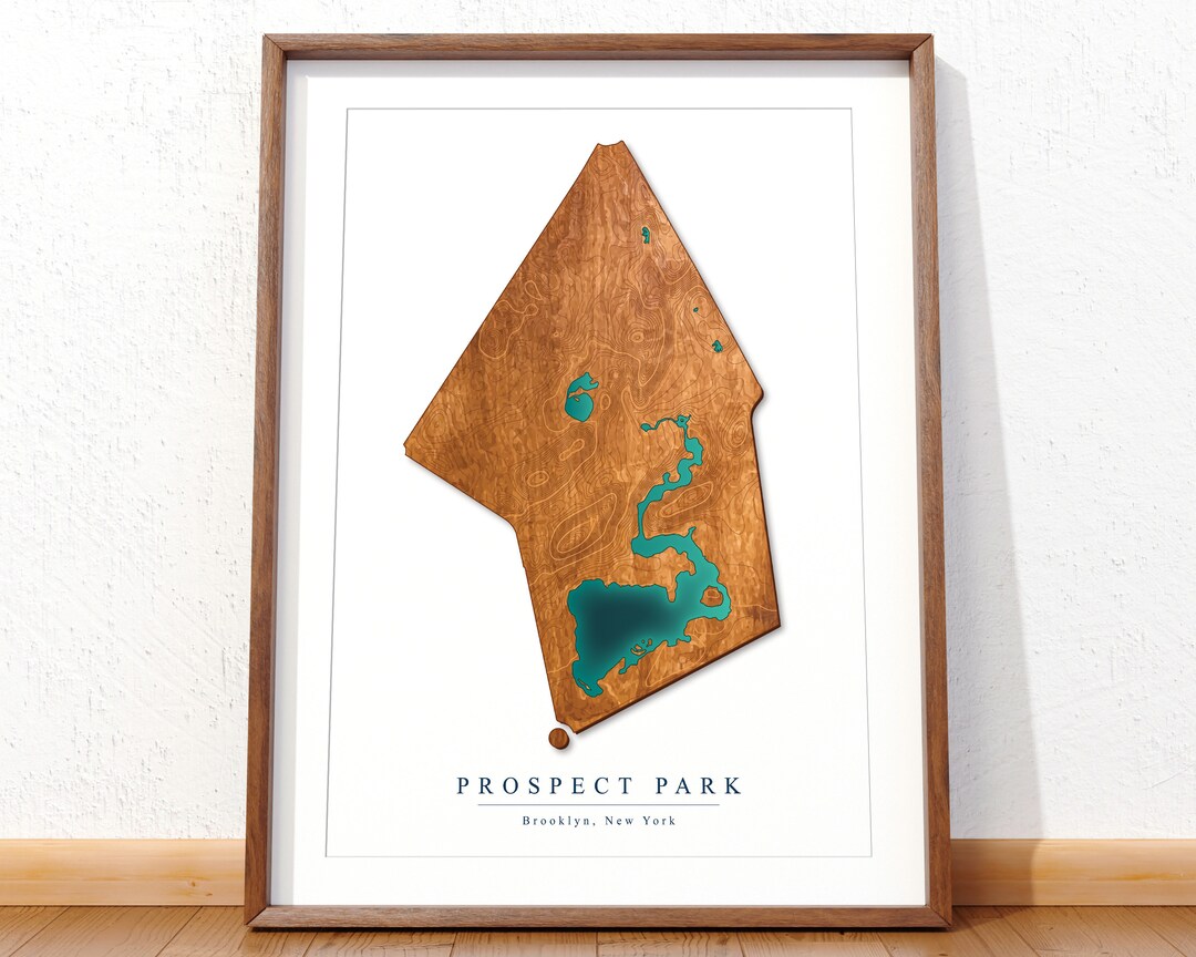 Prospect Park Map | Topographic Map | Wooden Style Map | Brooklyn Park ...
