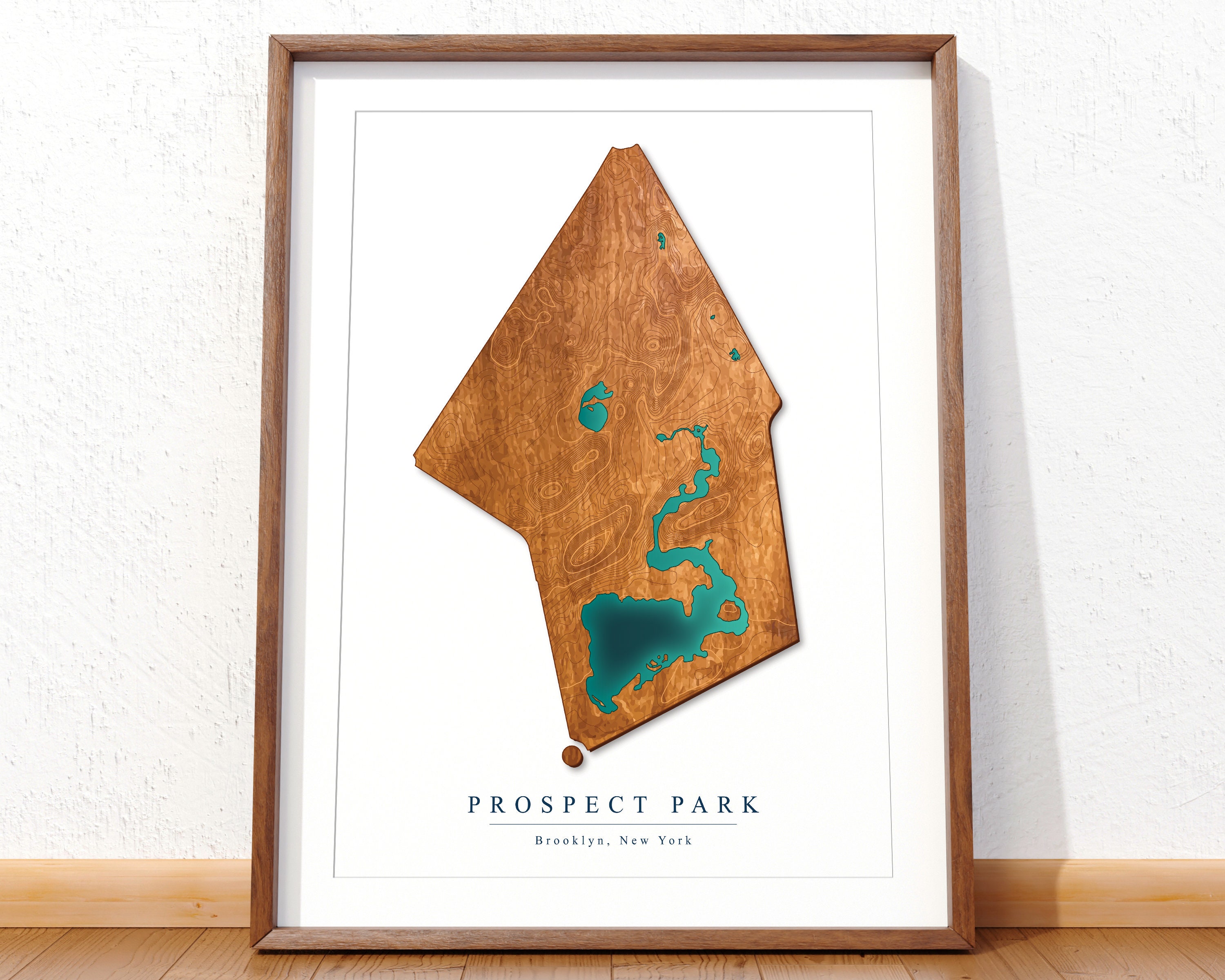 Prospect Park Map Topographic Map Wooden Style Map Brooklyn Park Map ...