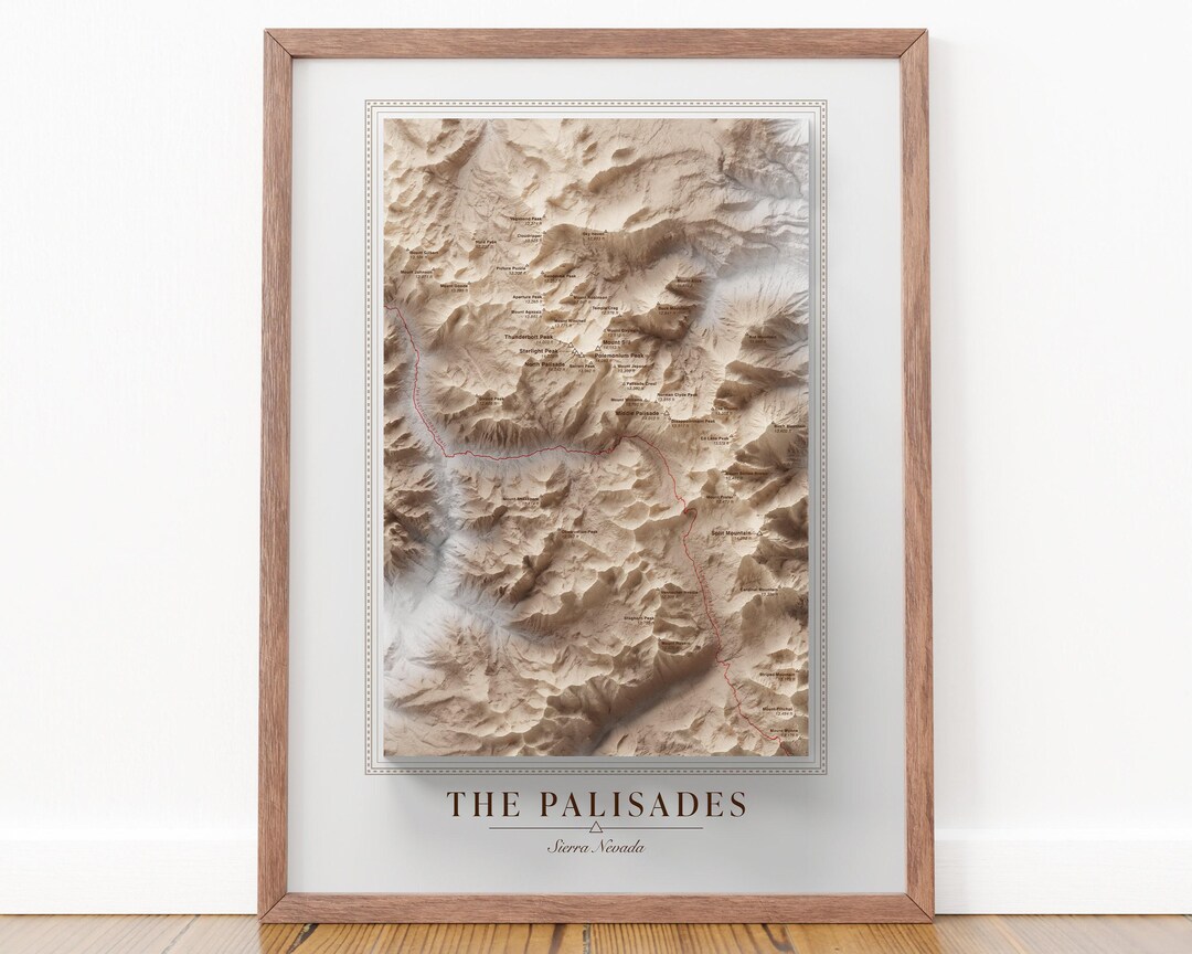 Palisades Topographic Map: Sierra Nevada Climbing Art Print for ...
